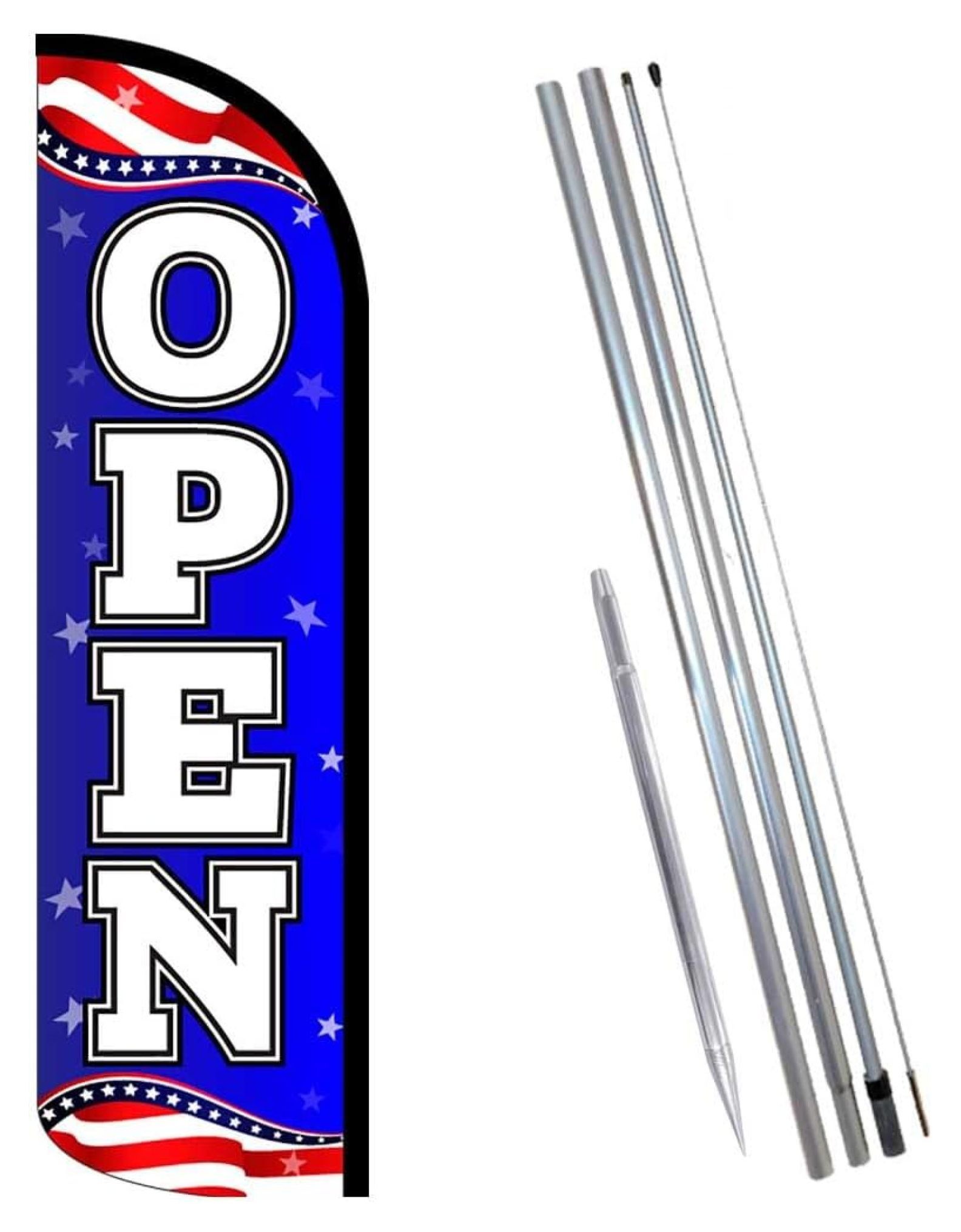 Flag Bundle (11.5' Tall Flag, 15' Tall Flagpole, Ground Mount Stake ...