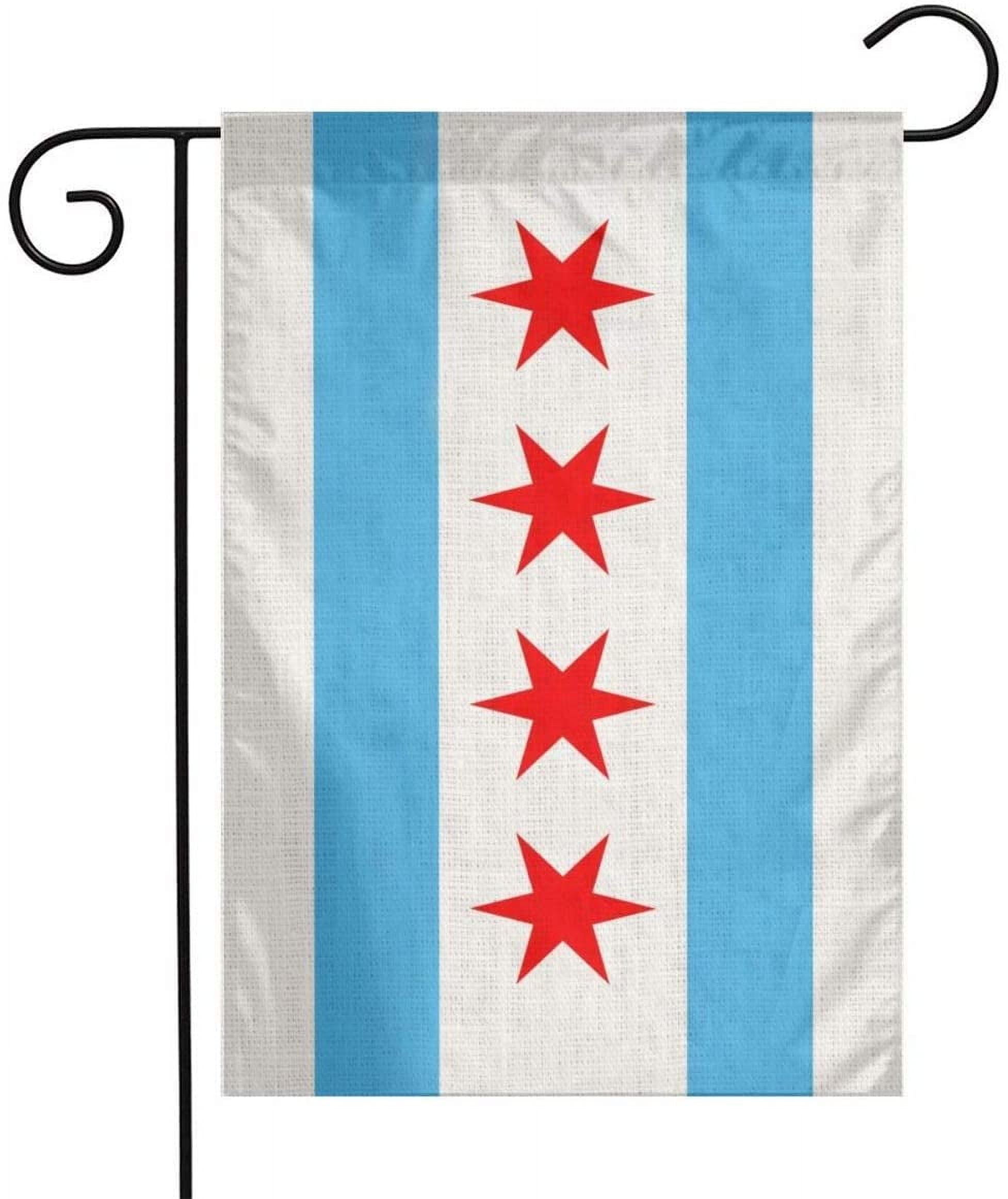Flag of Chicago City Flax Nylon Burlap Linen Fabric Garden Flag ...