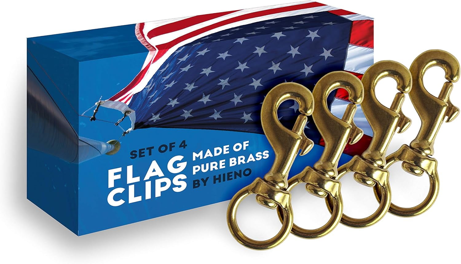 Flag Clips for Rope 4-Pack - Durable 3.2” Bronze Brass Snap Clip with ...