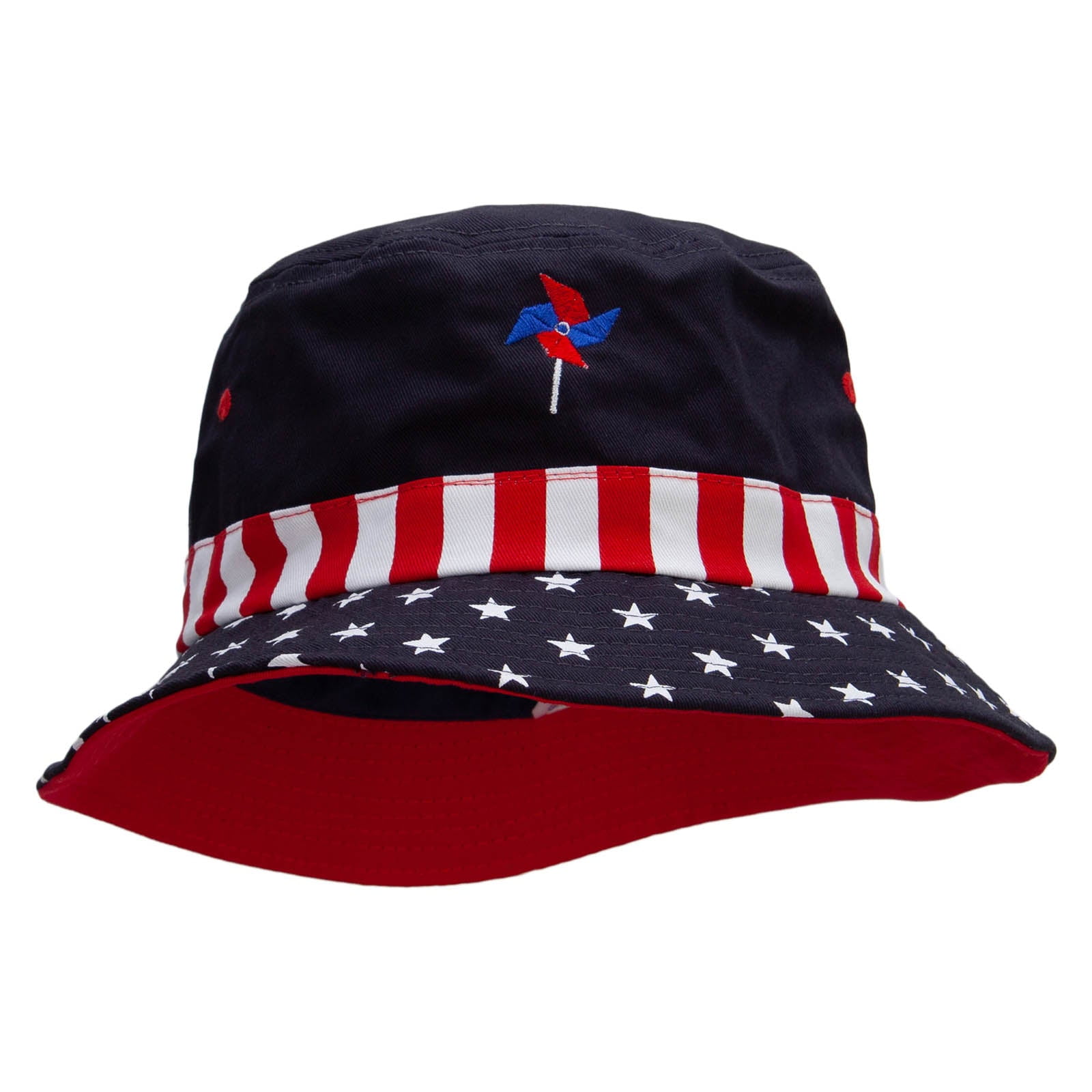 Flag Color Pinwheel Embroidered USA Flag Bucket Hat - Flag L - Walmart.com