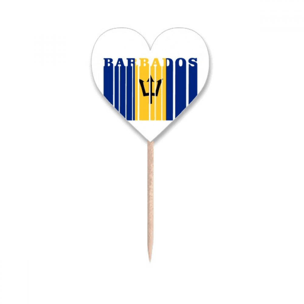 Flag Country Barbados Art Deco Fashion Toothpick Flags Heart Lable ...