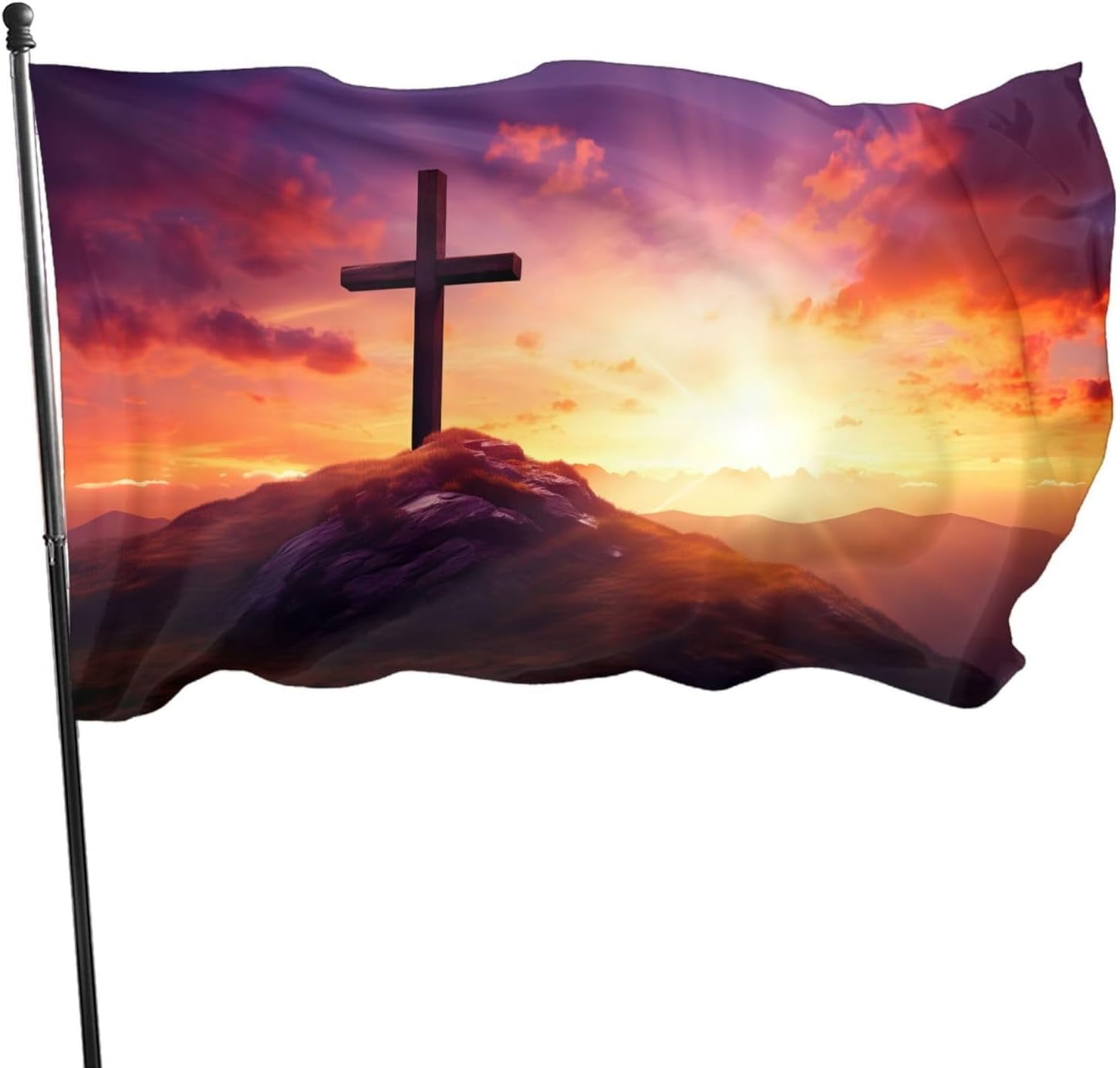 Flag Cross Jesus Christ Sunset 2x3 Ft Decorative Flag Banner Suitable ...
