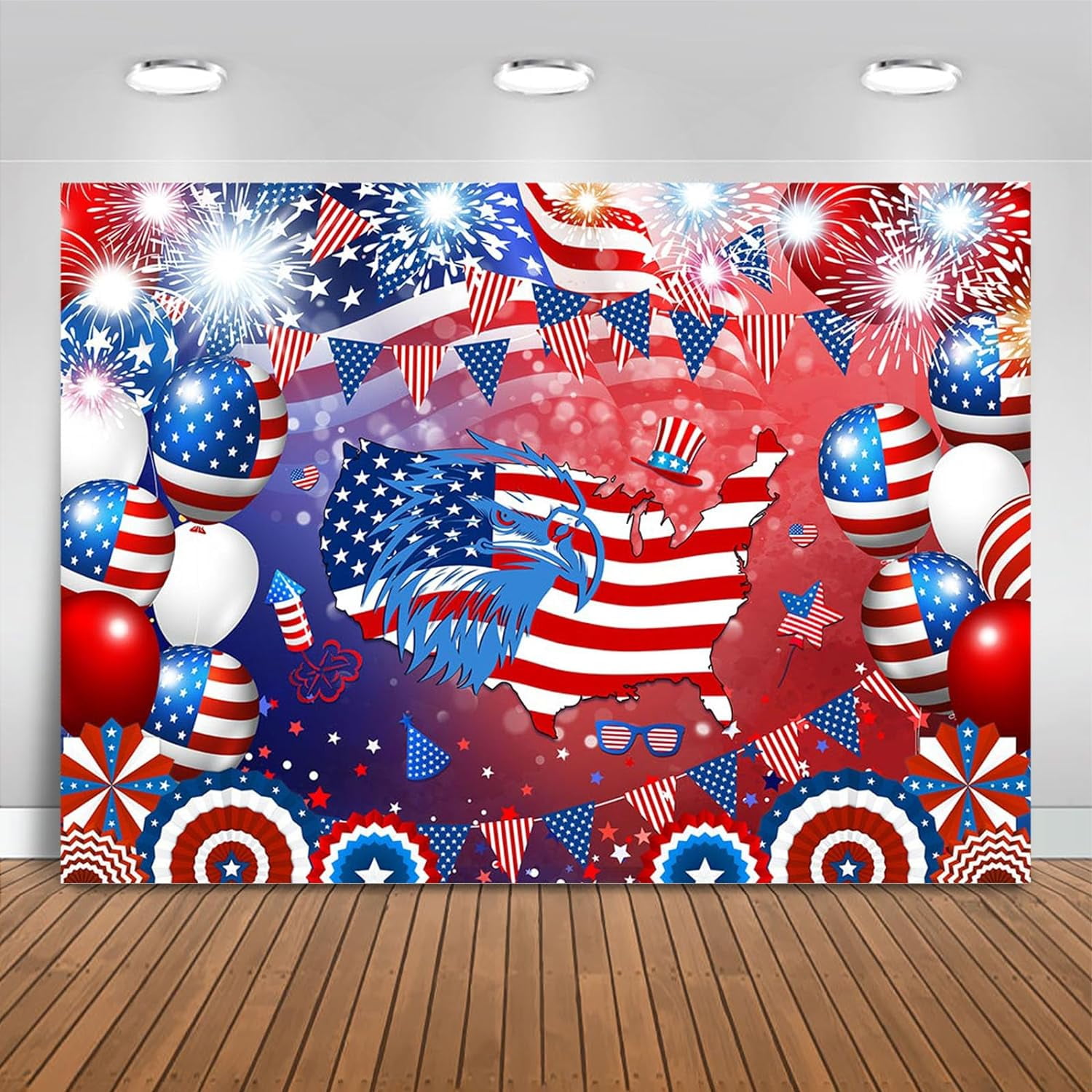 Flag Day Backdrop Banner Red White and Blue Stripes US Flag Background ...