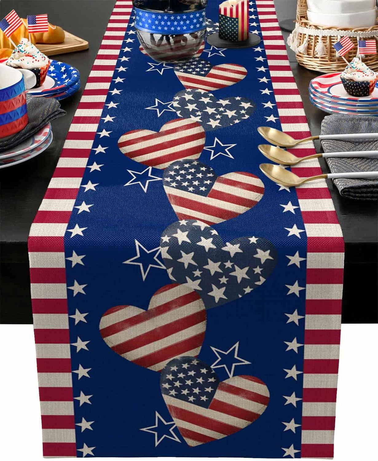 Flag Day Star Stripe Small Table Runner 36 inches Long Red Blue Love ...