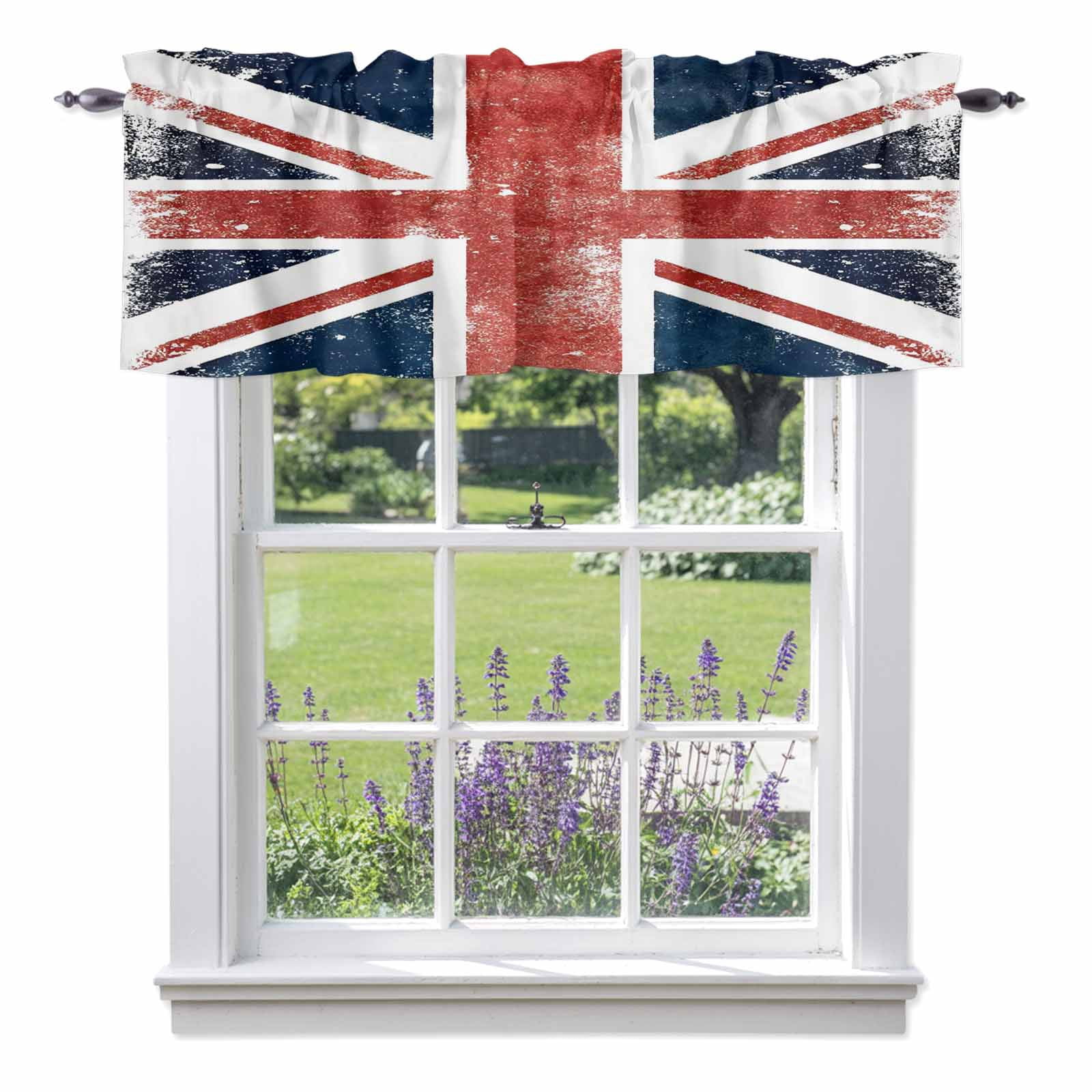 Flag Day Valance Curtain for Windows Flag Pattern Modern Simple Red ...