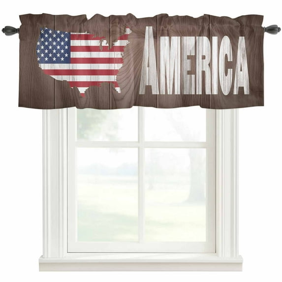 Flag Day Valances for Windows Vintage Red Stripes Blue Stars American ...