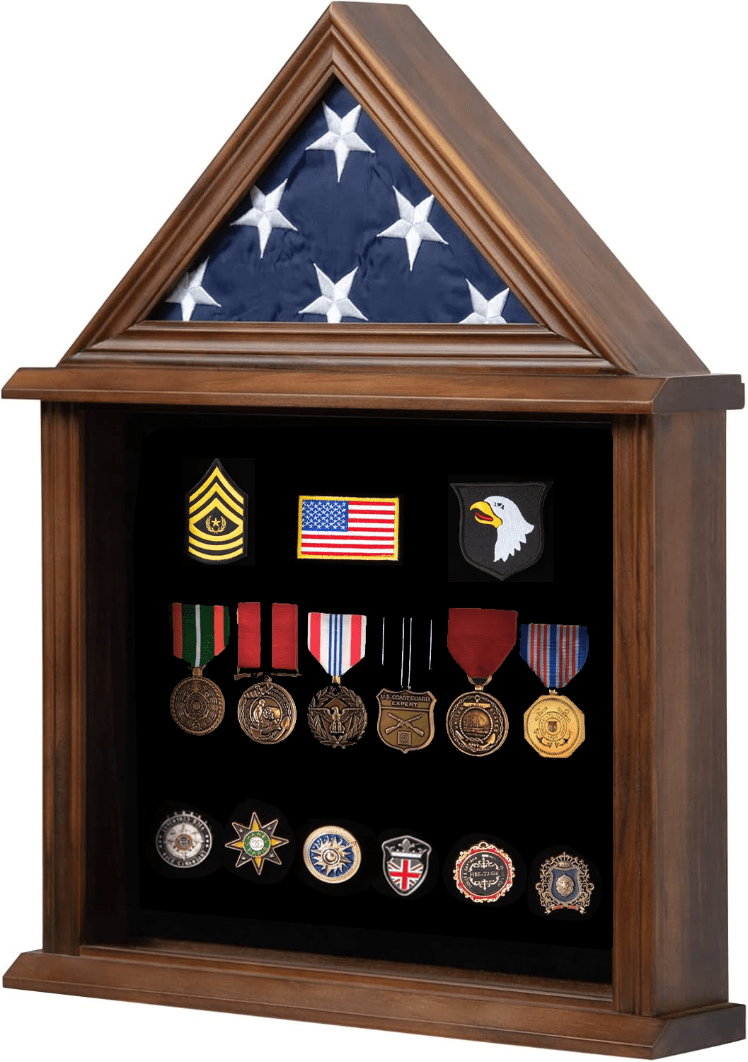 Flag Display Case ,3 X 5 Flag Folded Military Shadow Box with Felt ...