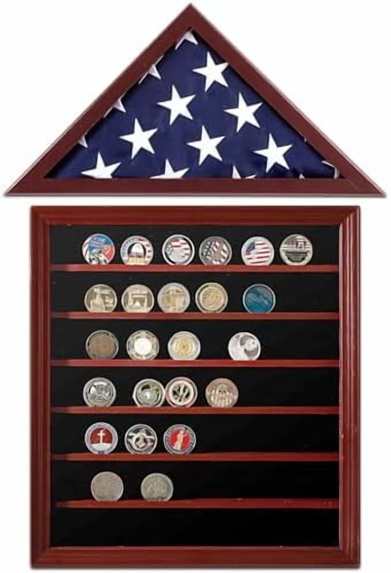Flag Display Case Burial Flag Fit Folded 3'x5' and Military Challenge ...