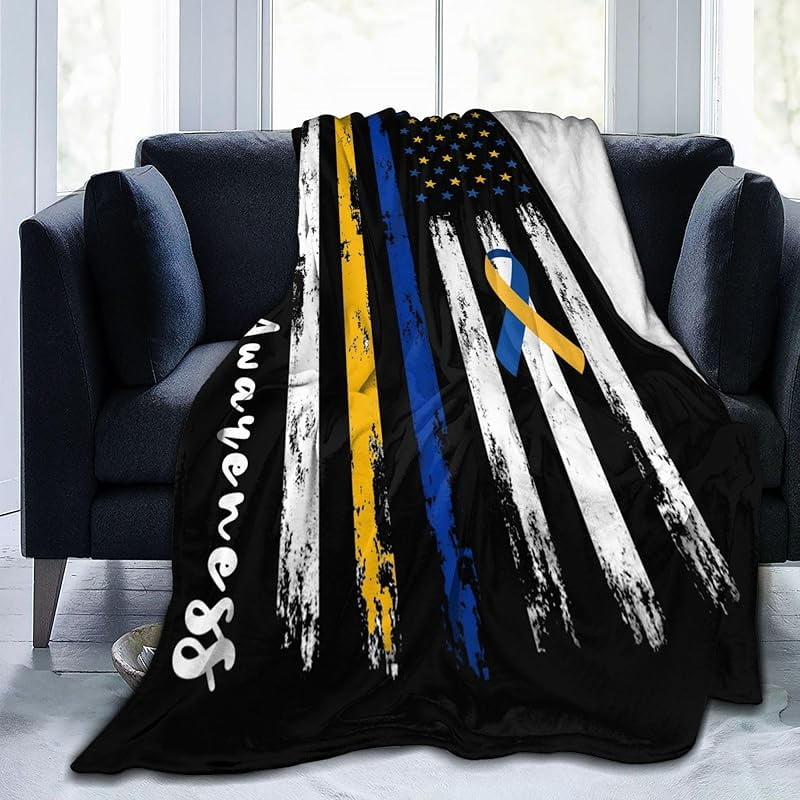 Flag Down Syndrome Awareness Ribbon Throw Blanket 50"x40" Ultra-Soft ...