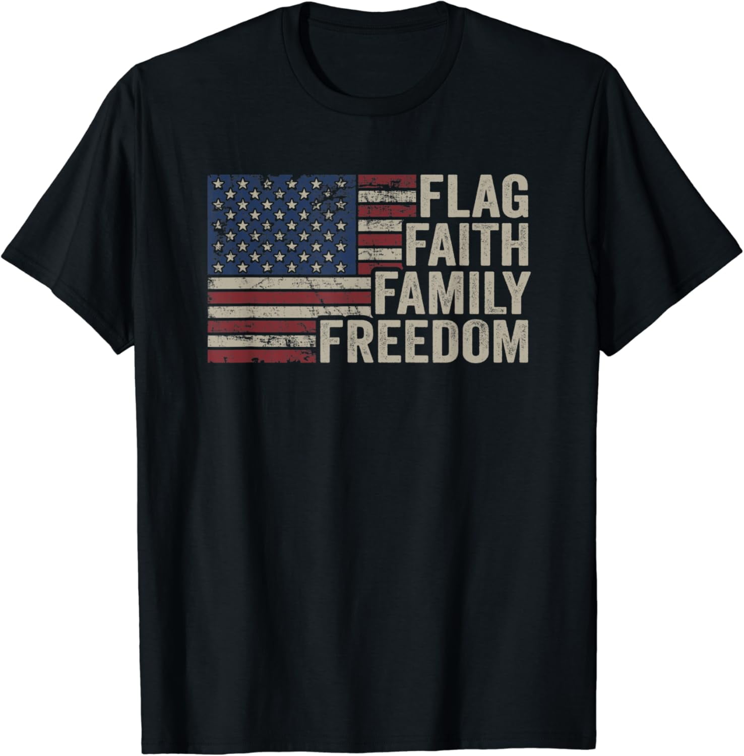 Flag Faith Family Freedom Vintage USA Flag Apparel - Walmart.com