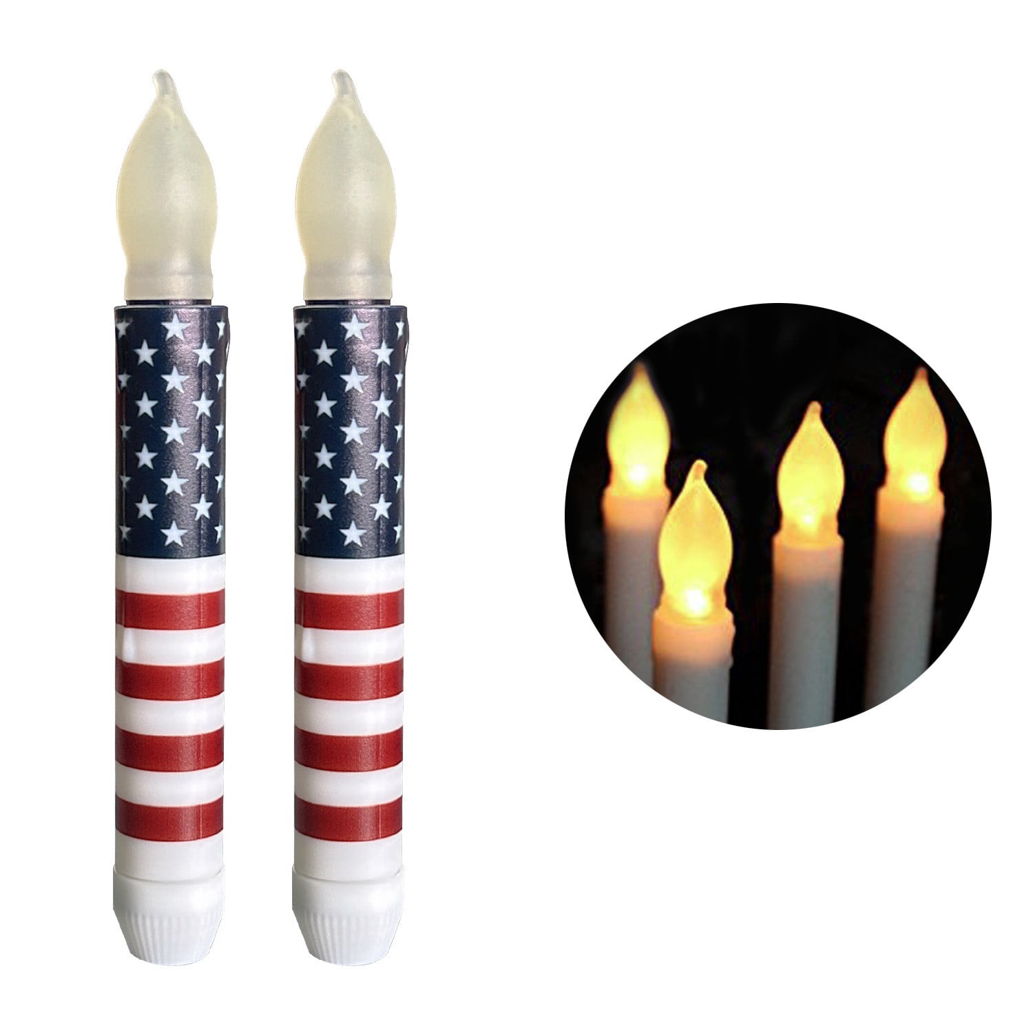 Flag Flameless Taper Candles with Remote Timer 6 Pack Patriotic LED ...