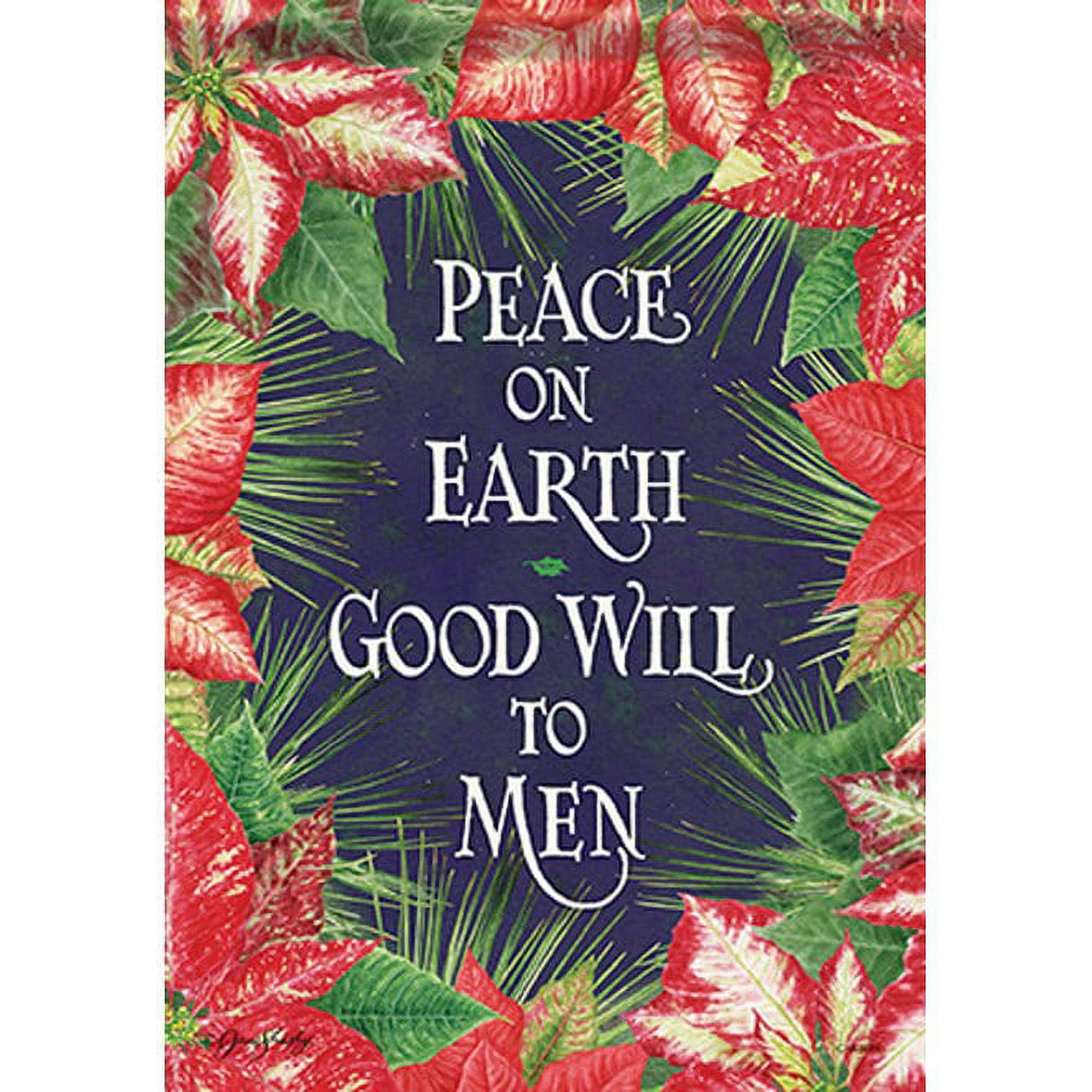 Flag-Garden-Dura Soft-Peace On Earth/Poinsettia Frame (12.5" x 18 ...