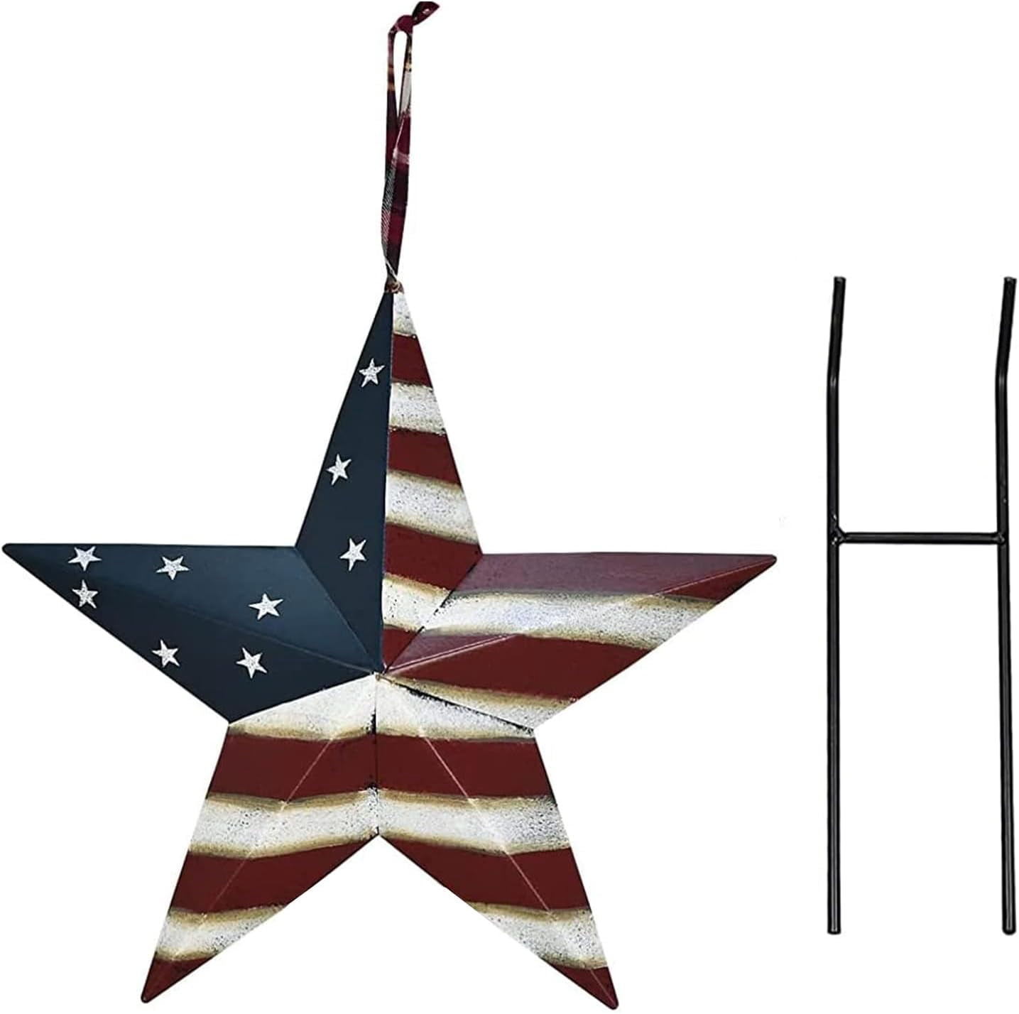 Flag Garden Statue, Patriotic Metal Flag Star Garden Stakes, Metal ...