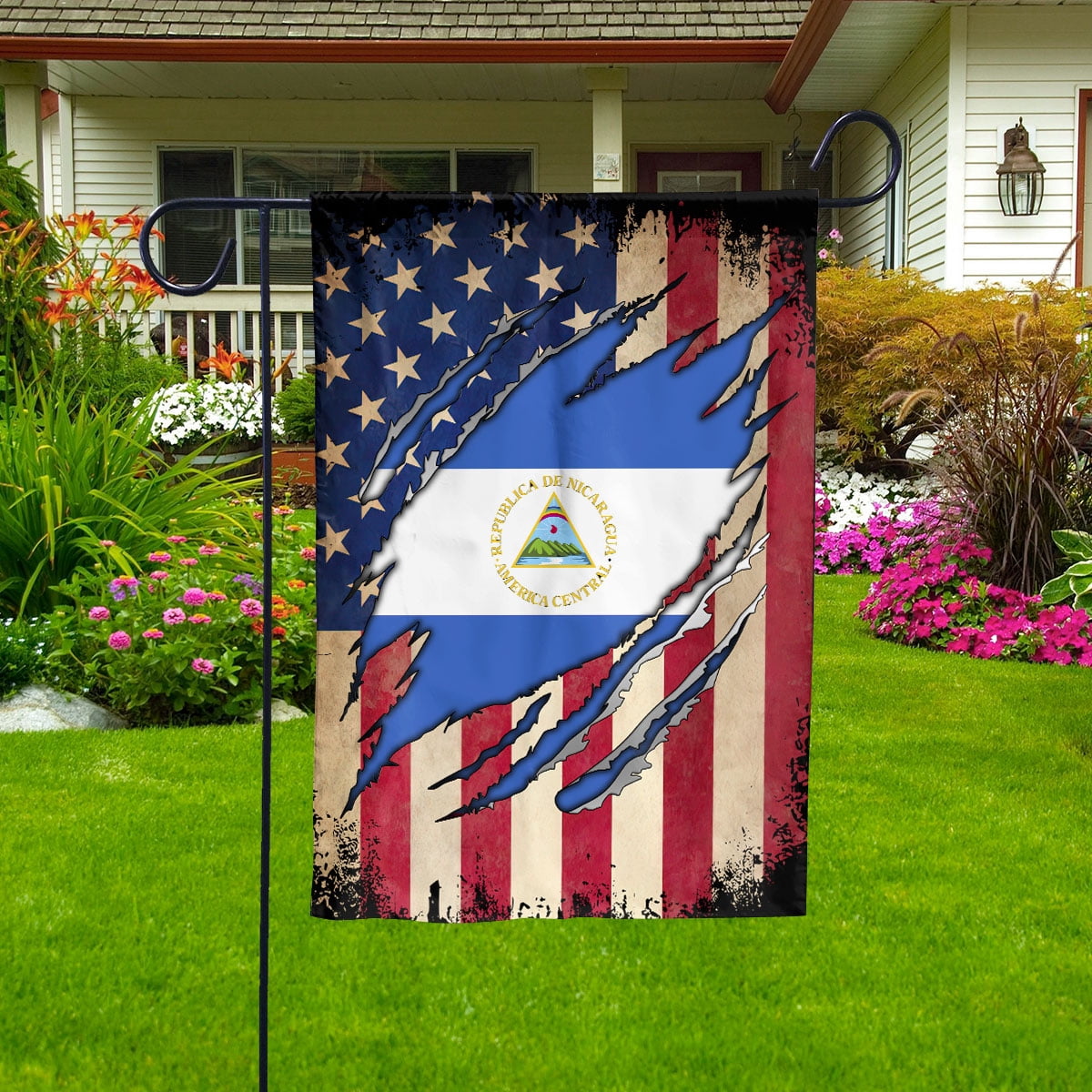 Flag Half American Flag Nicaraguan Proud In Nicaragua U.S.A Friendship ...