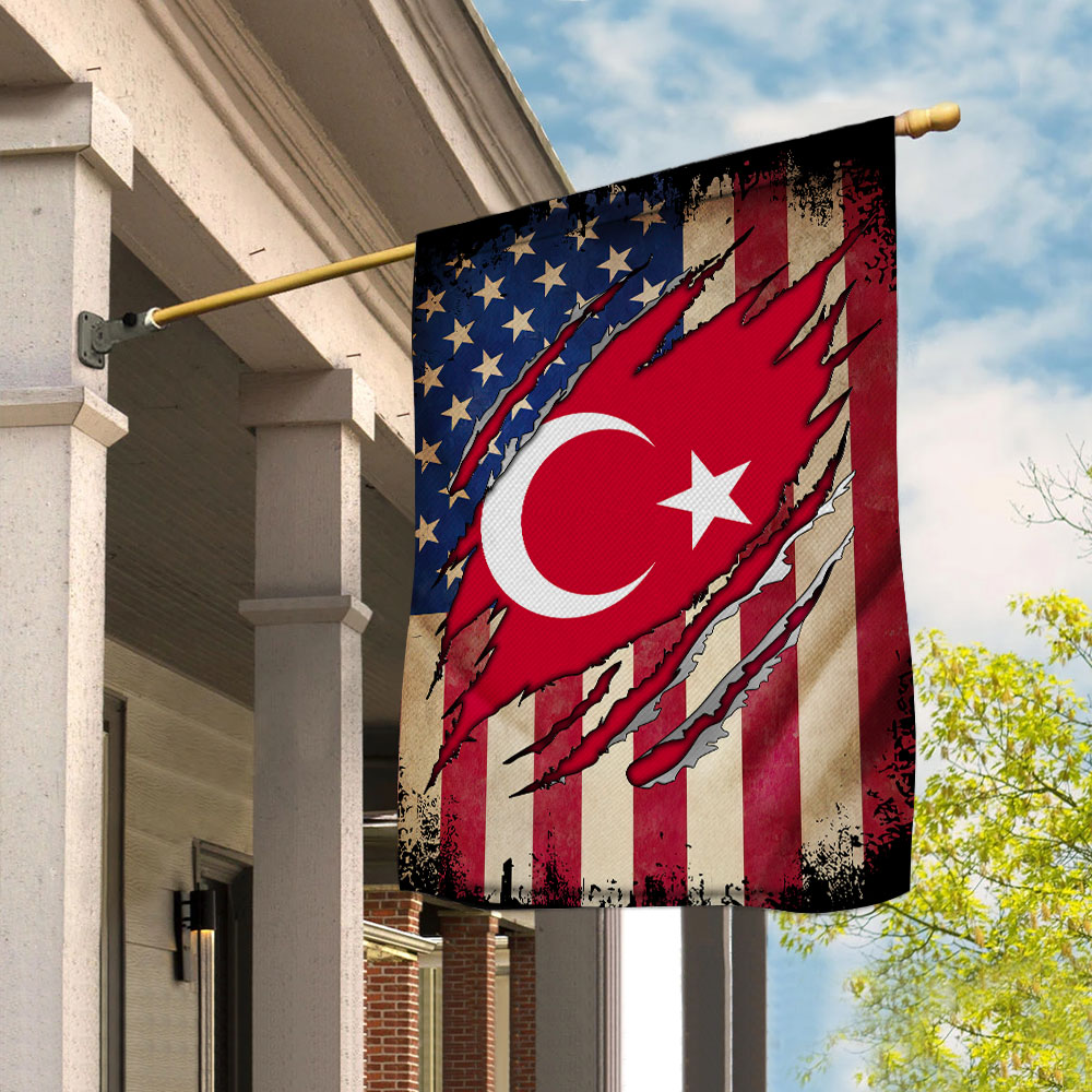 Flag Half American Flag Turkish Proud In Turkey U.S.A Friendship Root ...