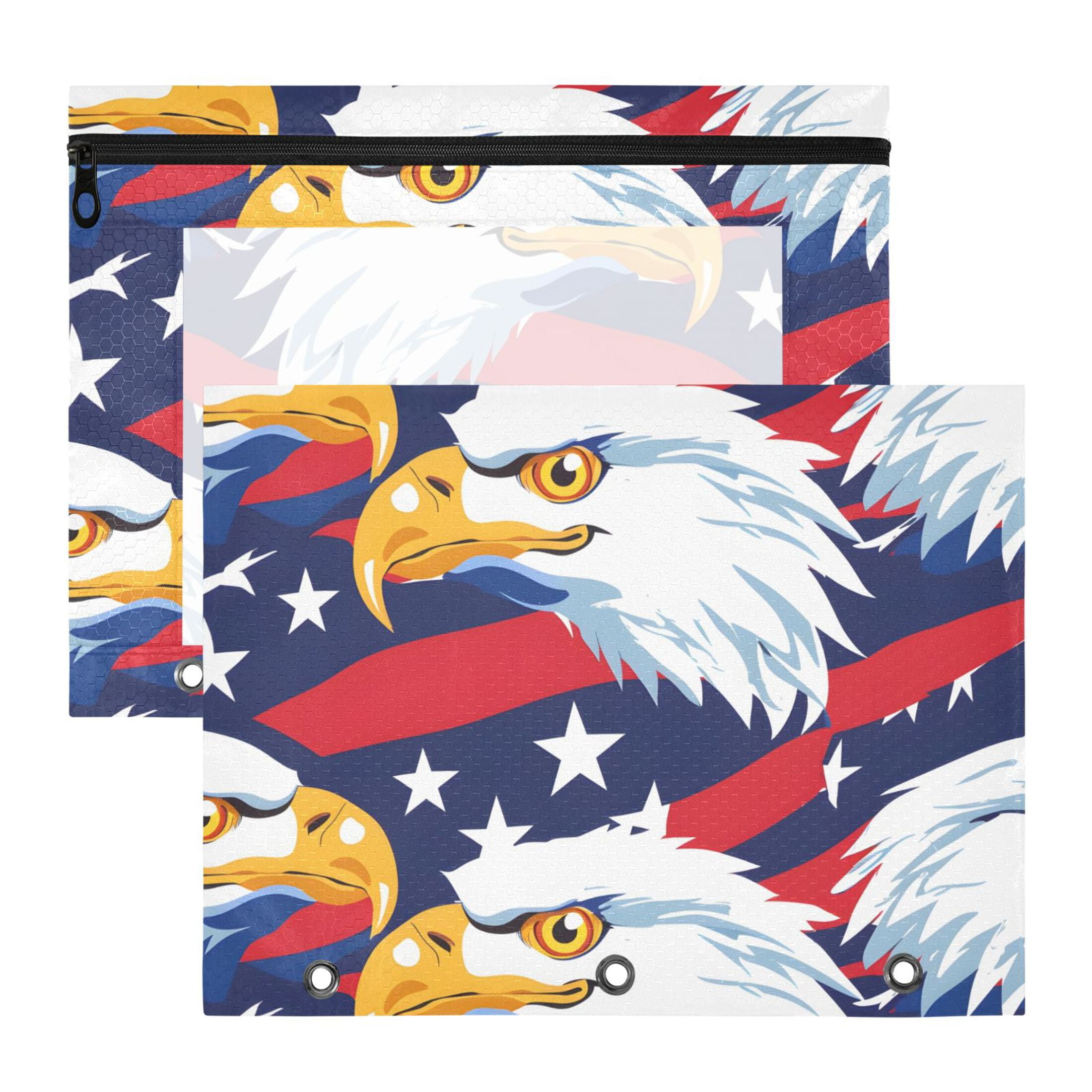 Flag Hawks 3-Ring Binder Pouches A4 Size Zipper Pocket File Storage 2 ...