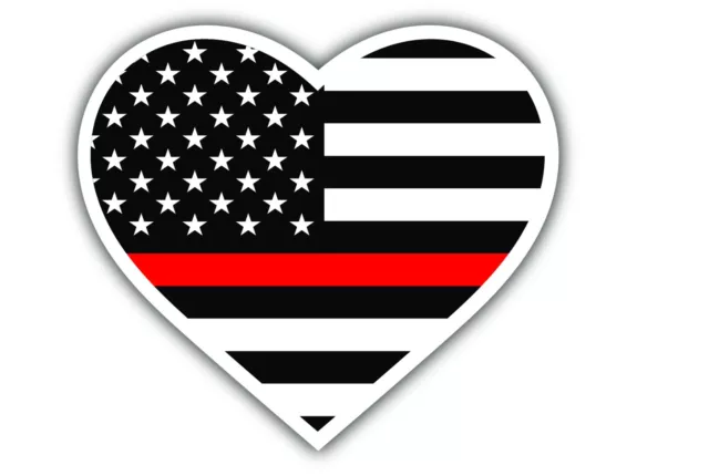Flag Heart American Firefighter Red Line Sticker Decal Car Logo Usa ...