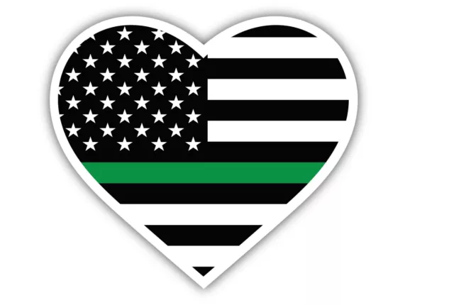 Flag Heart American Marine Green Line Sticker Decal Car Logo Usa Made ...