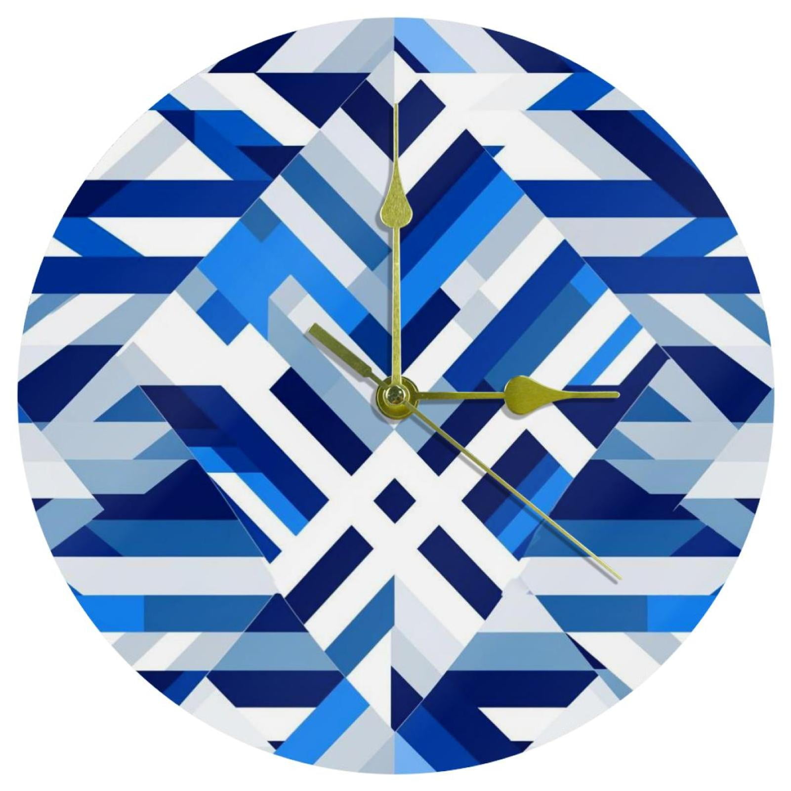 Flag of Israel Modern Round Acrylic Wall Clock, 9.8 Inches, Silent Non ...
