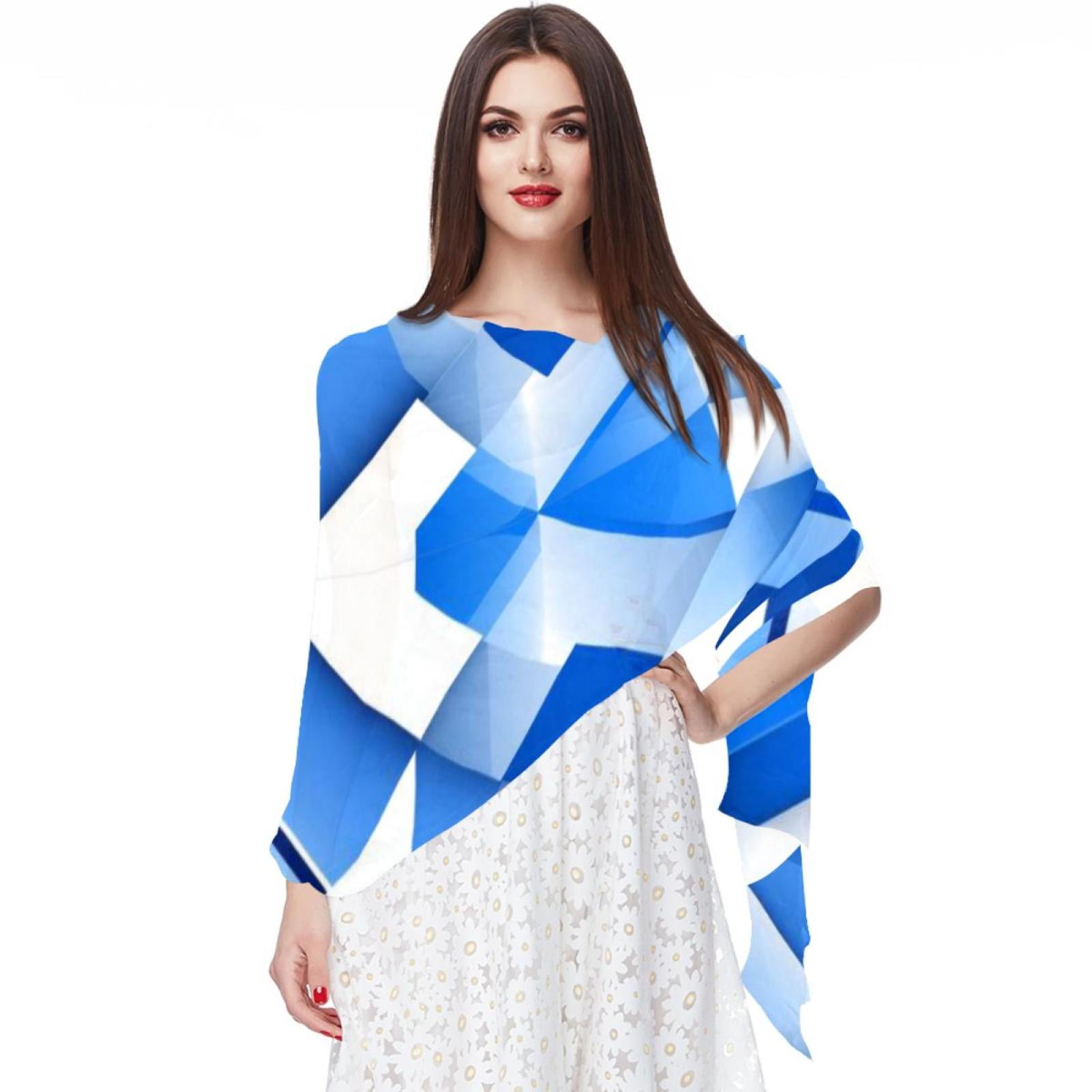 Flag of Israel Translucent Chiffon Yarn Silk Scarf - Lightweight and ...