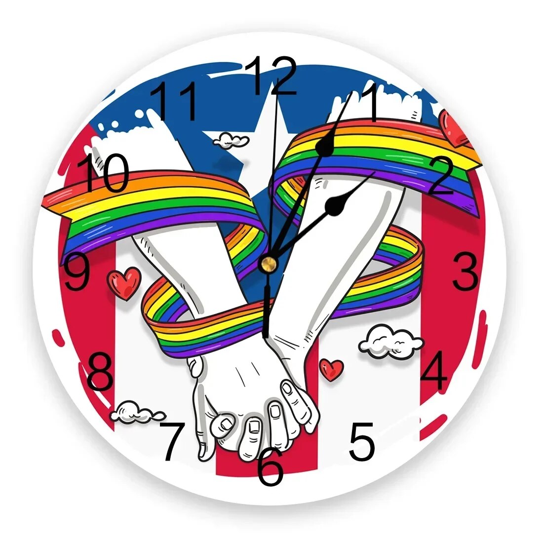 Flag Lgbt Pride 3d Wall Clock Modern Design Farmhouse Decor Kitchen ...