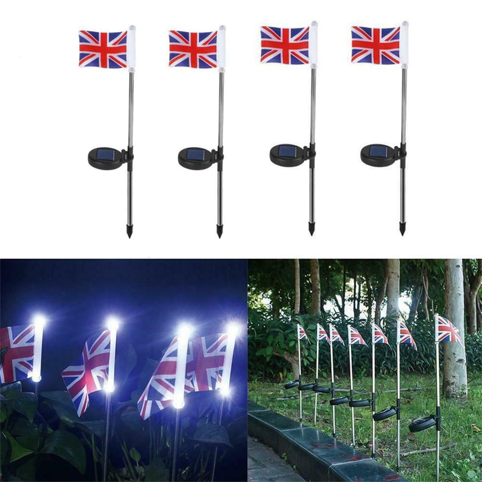 Flag Light Outdoor Decor, Britain Yard Light, Solar Powered, Waterproof ...