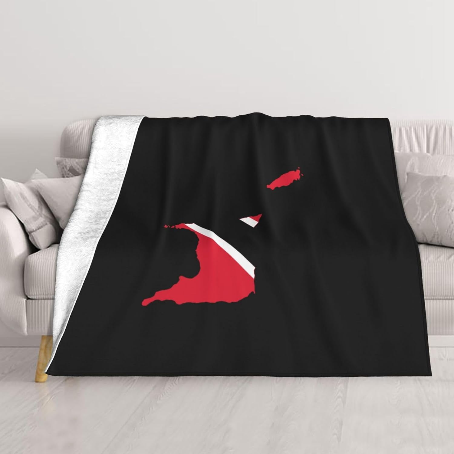 Flag Map of Trinidad and Tobago Super Soft Ultra-Fine Wool Blanket Sofa ...