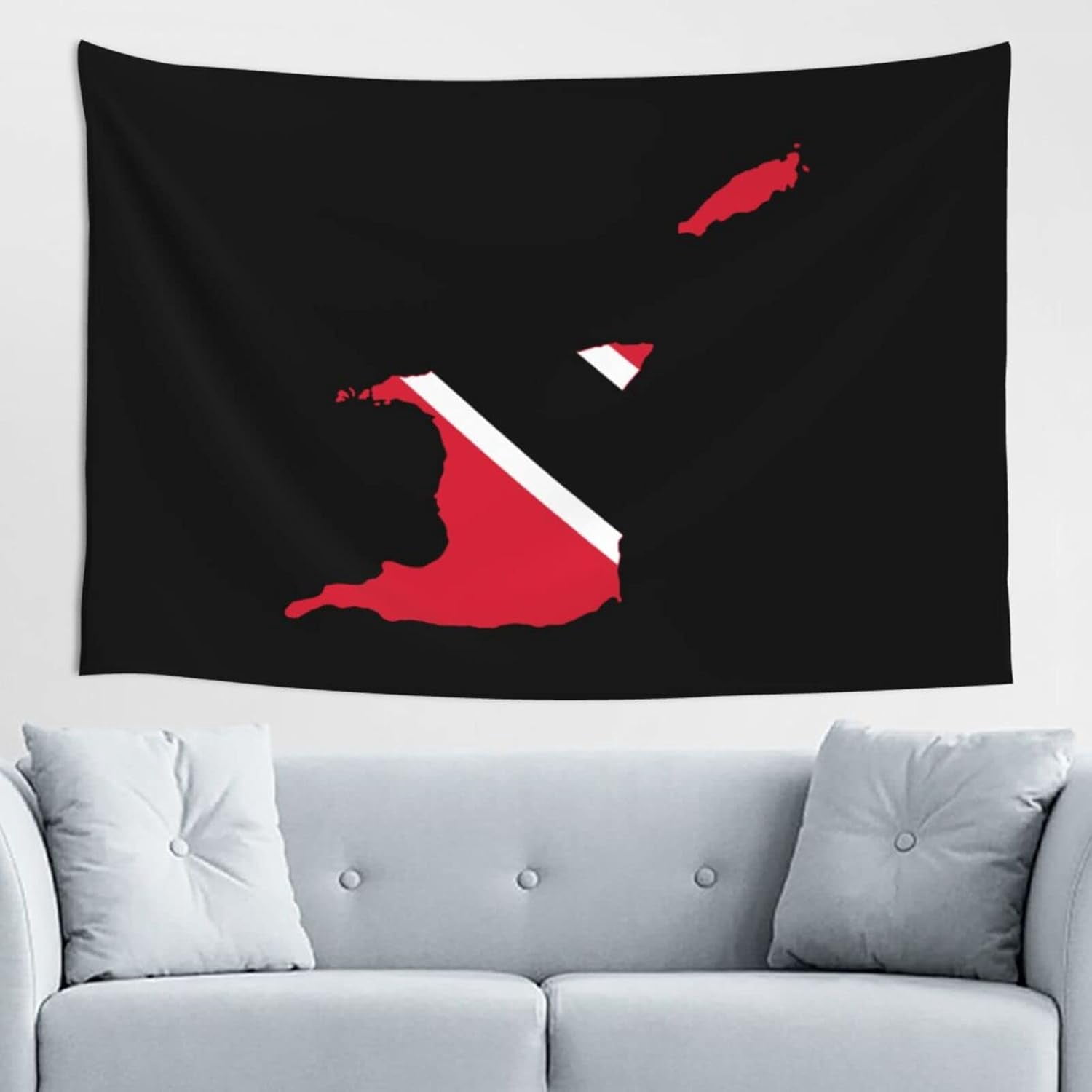 Flag Map of Trinidad and Tobago Tapestry 60X40 Inches Living Room ...