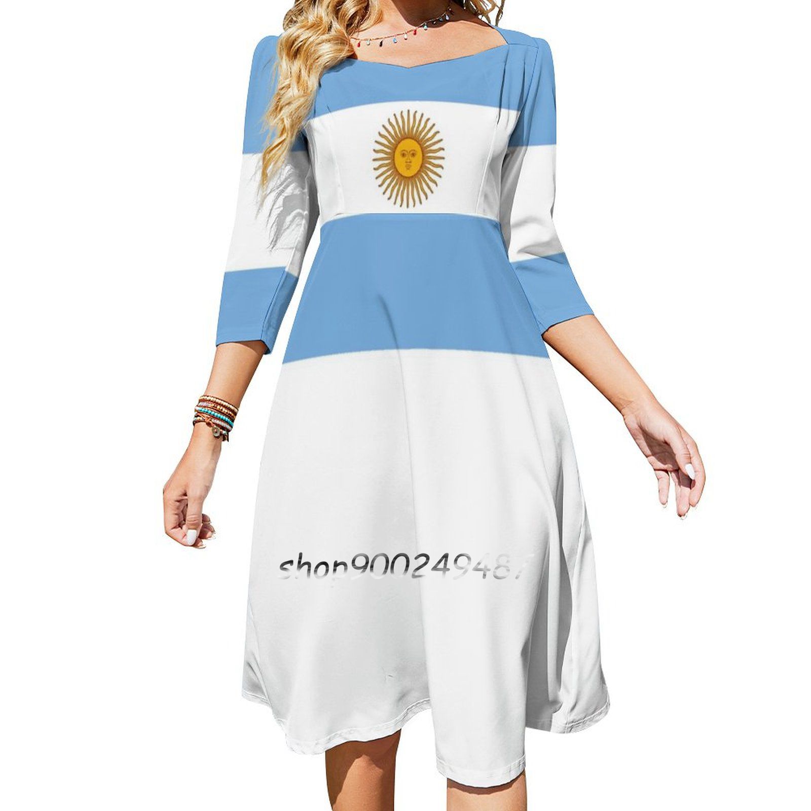 Flag Of Argentina-Bandera De Argentina Sweetheart Knot Flared Dress ...
