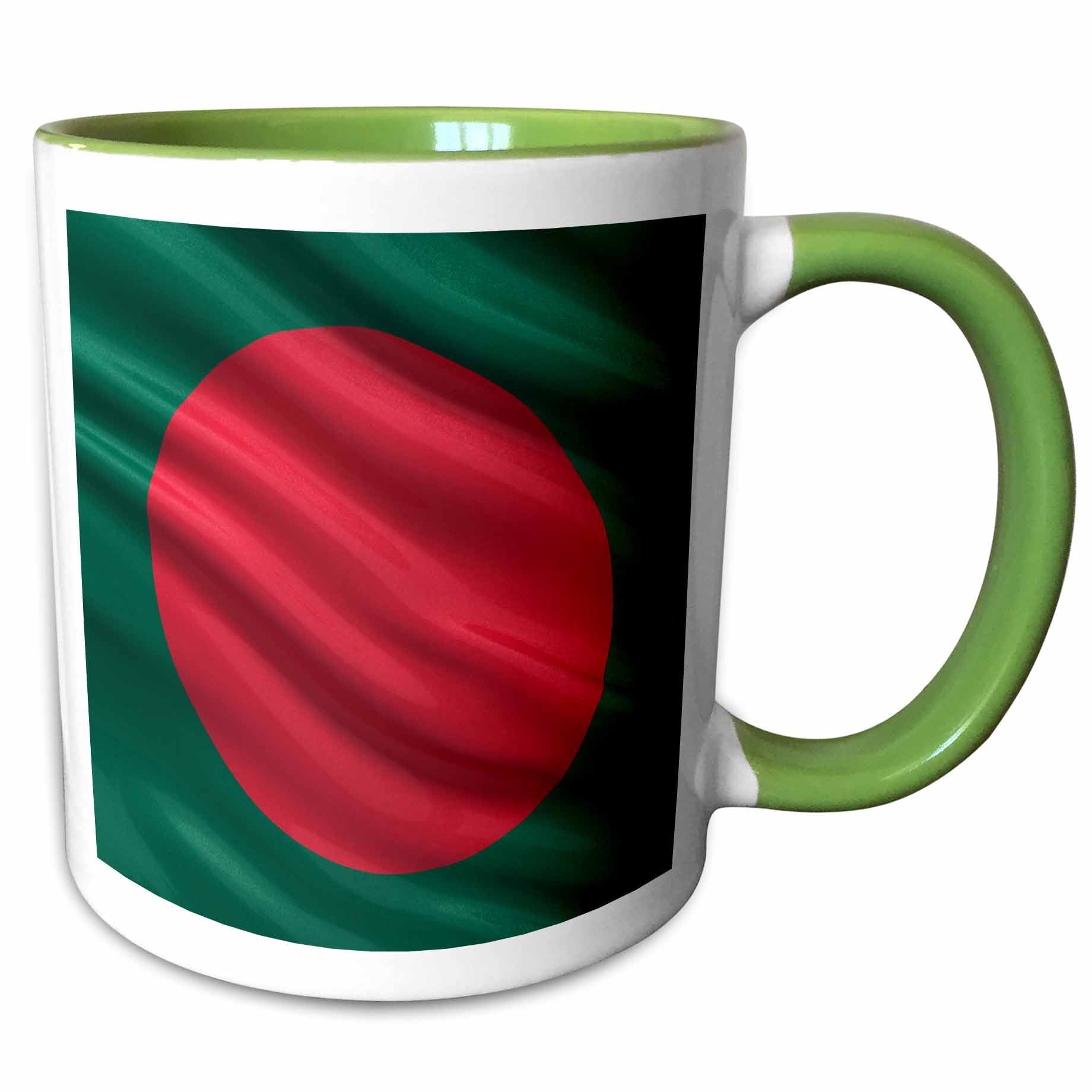 3drose, Flag of Bangladesh Waving in the Wind, 11oz Two-tone Green Mug ...