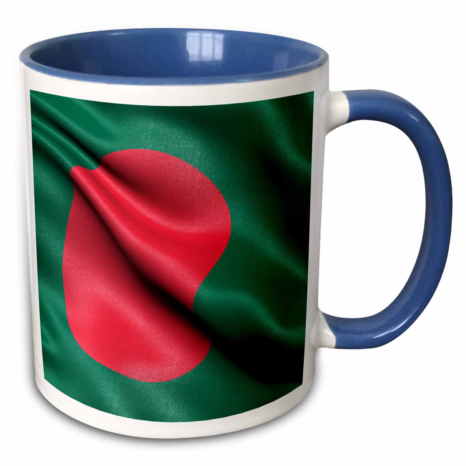 3drose, Flag of Bangladesh Waving in the Wind, 15oz Two-tone Blue Mug ...