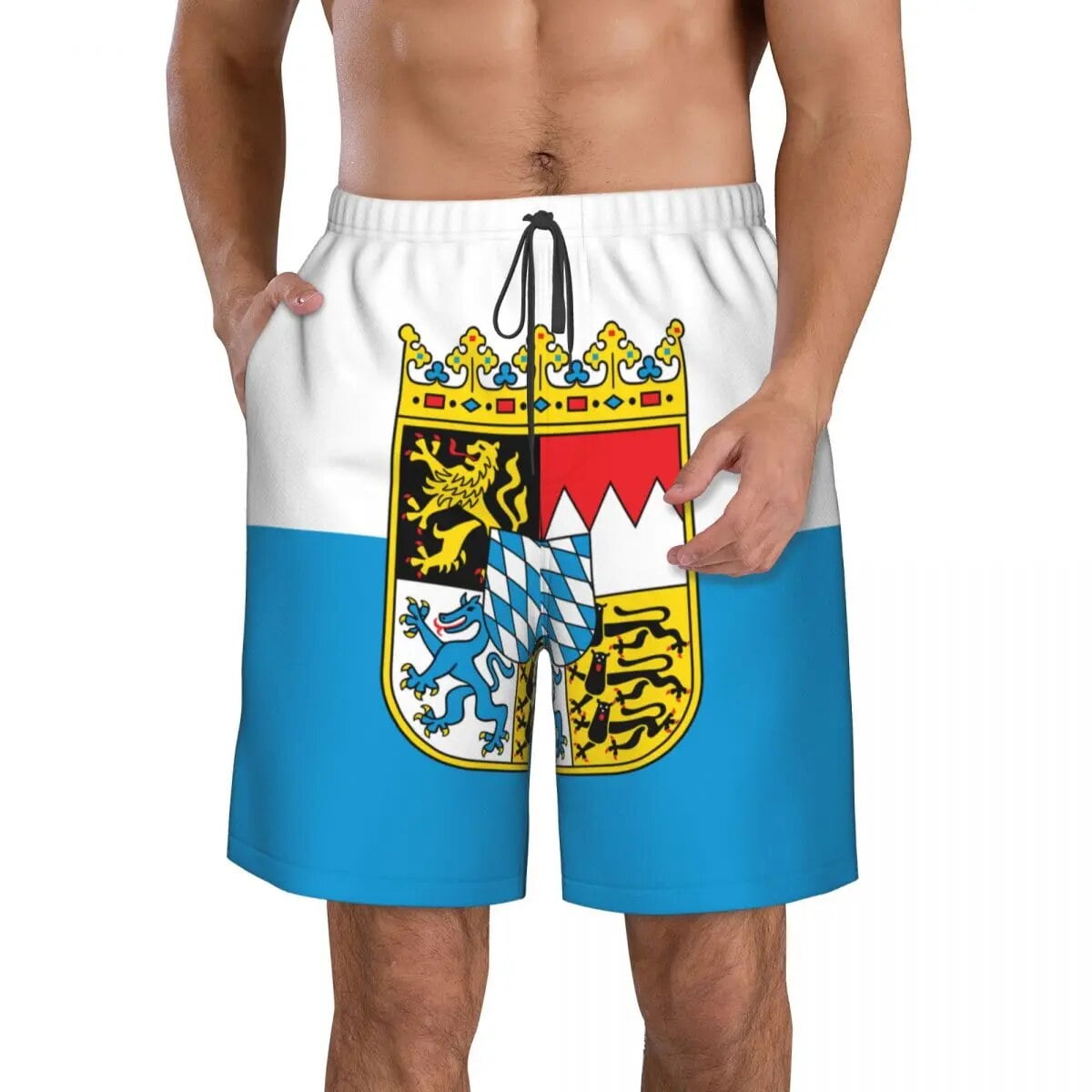 Flag Of Bavaria State Quick Dry Swimming Shorts For Men Swimwear Man ...