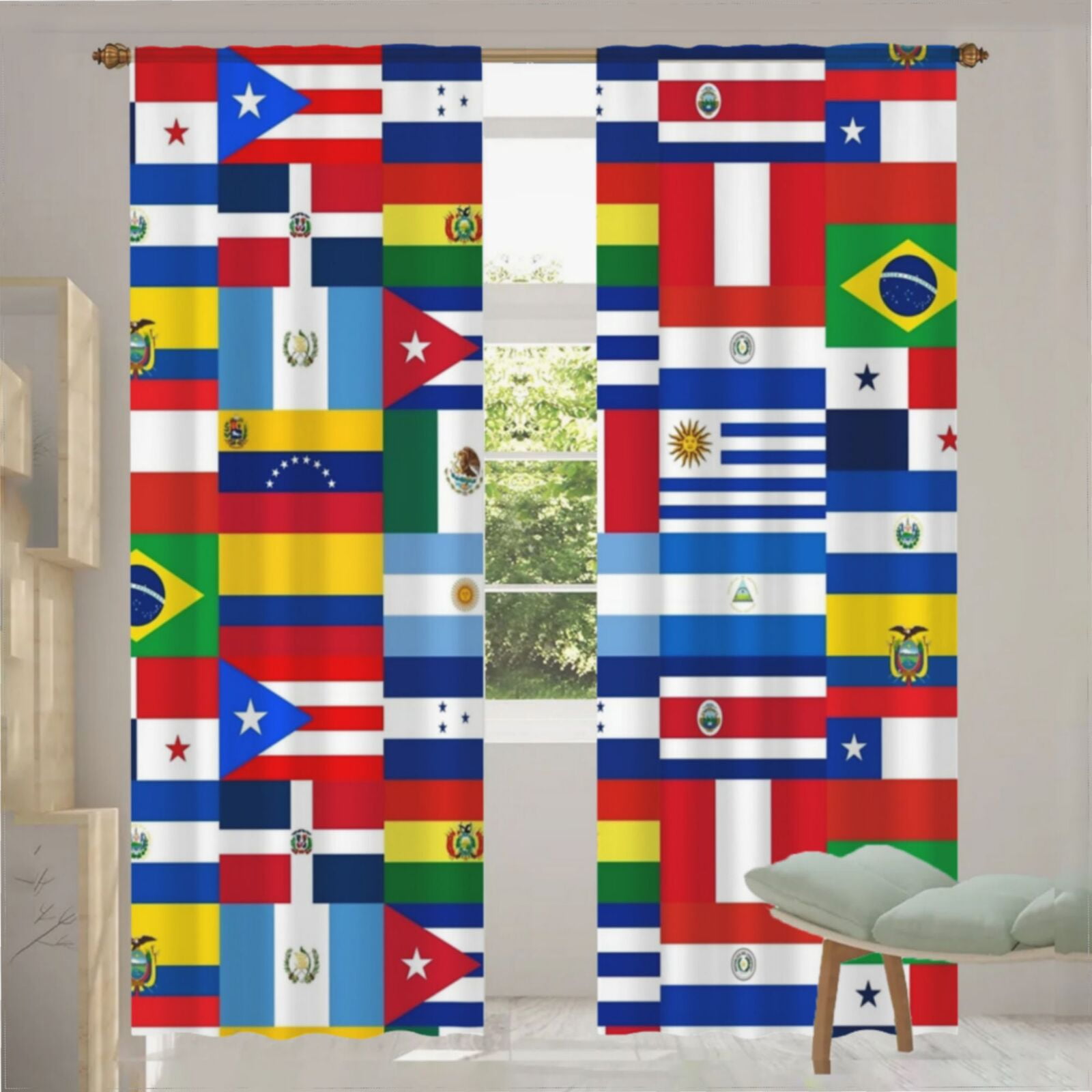 Flag Of Countries Around The World Window Tulle Curtains for Living ...