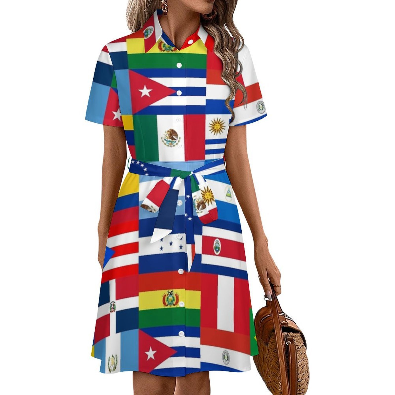 Flag Of Countries Around The World Womens Shirt Dresses Women'S Short ...