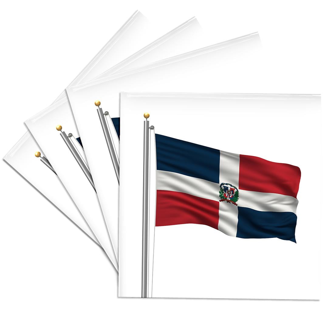 3drose, Flag of Dominican Republic on a Flag Pole over White, Set of 4 ...
