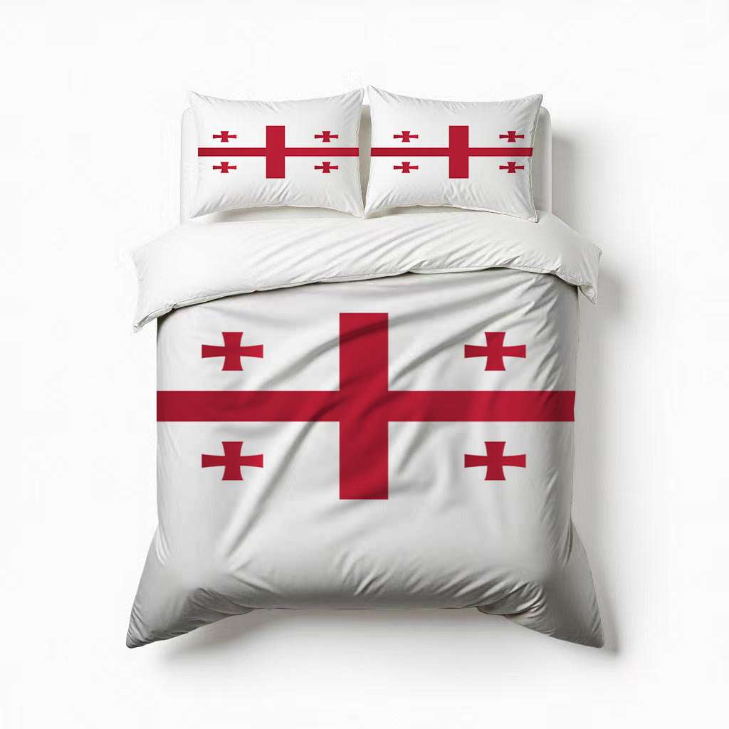 Flag Of Georgia Official Bedding Set 3 Pcs Soft Microfiber Quilt Cover ...