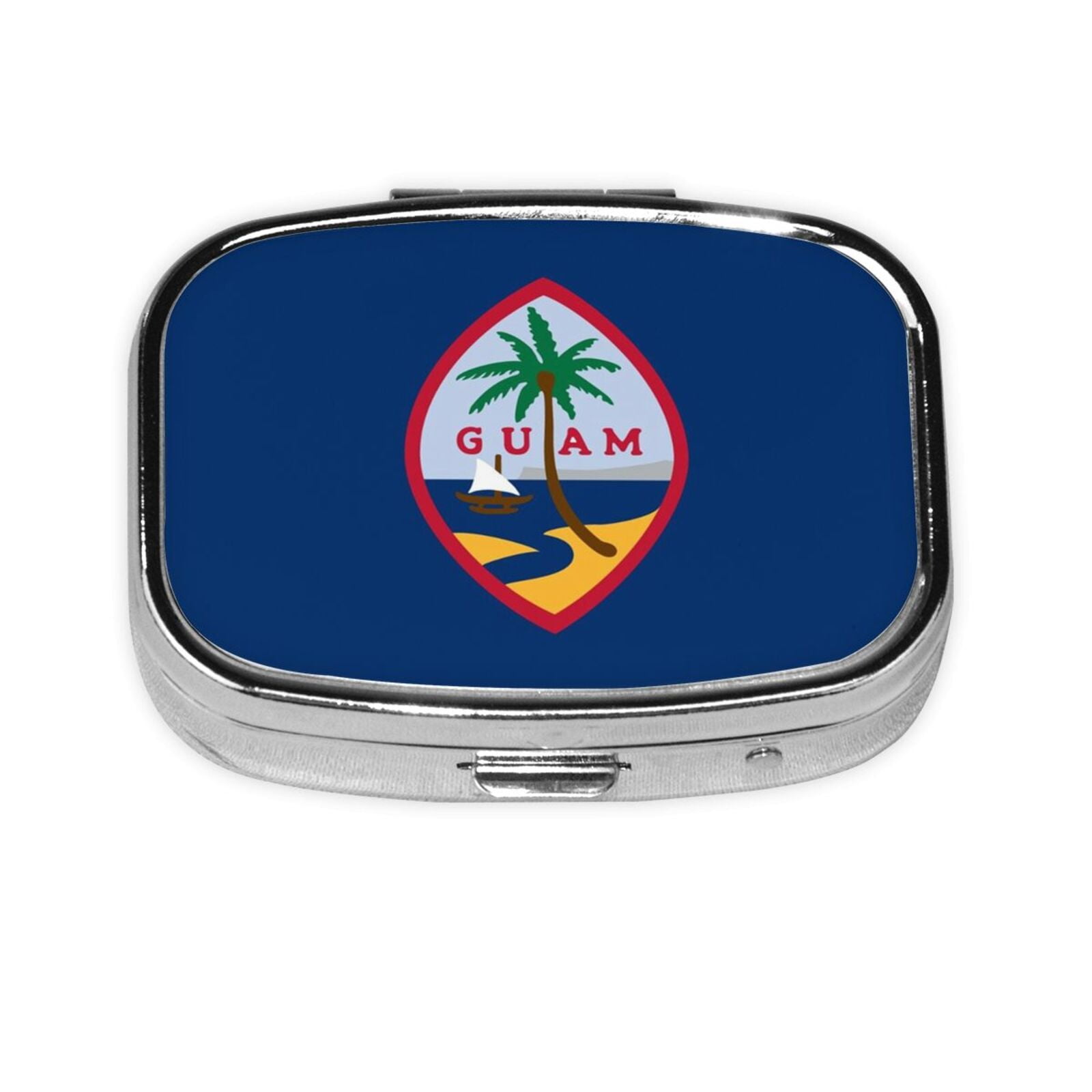 Flag Of Guam Small Pill Case For Pockets & Purses 2 Compartment Travel ...