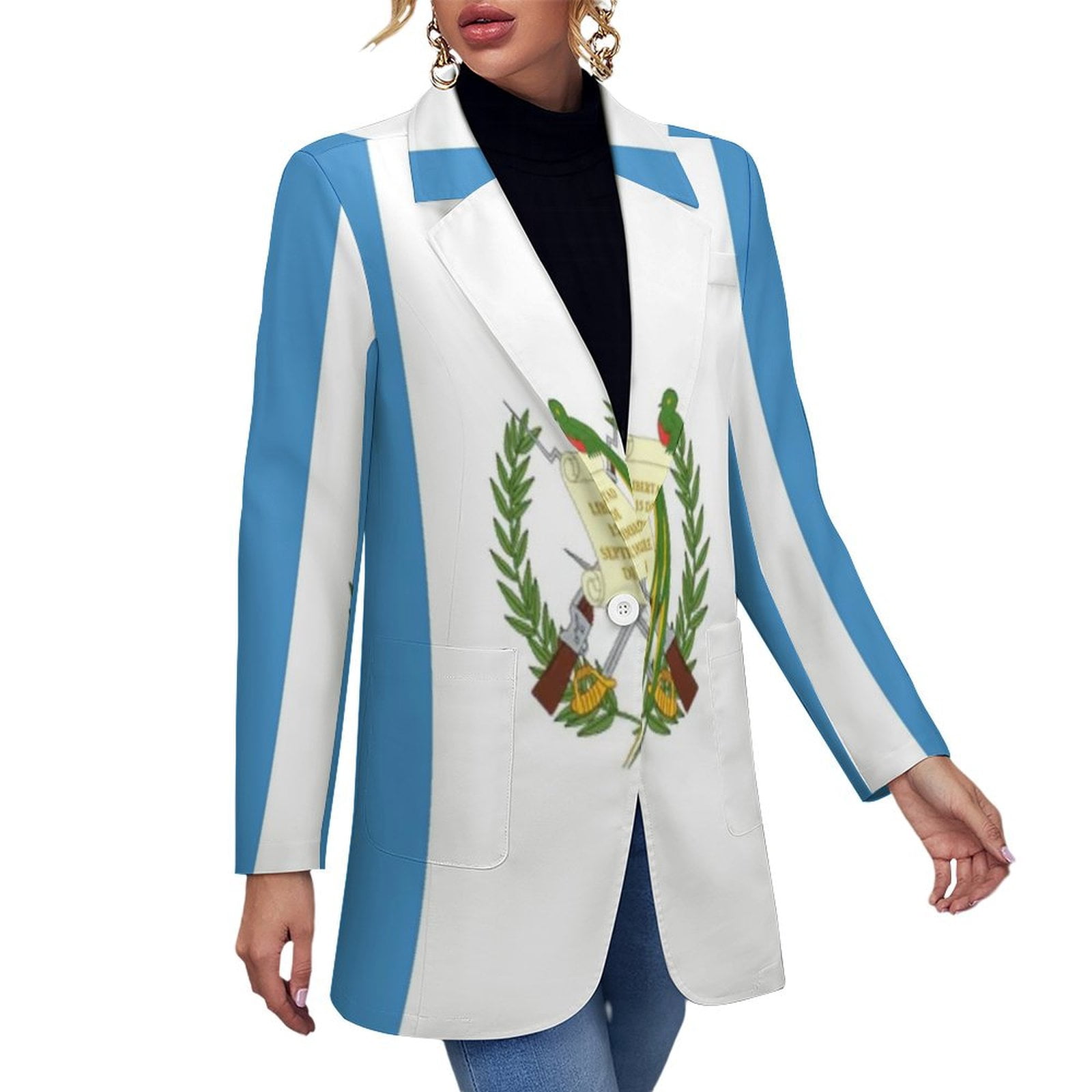 Flag Of Guatemala Woman Casual Loose Suits Summer Jacket Woman Oversize ...