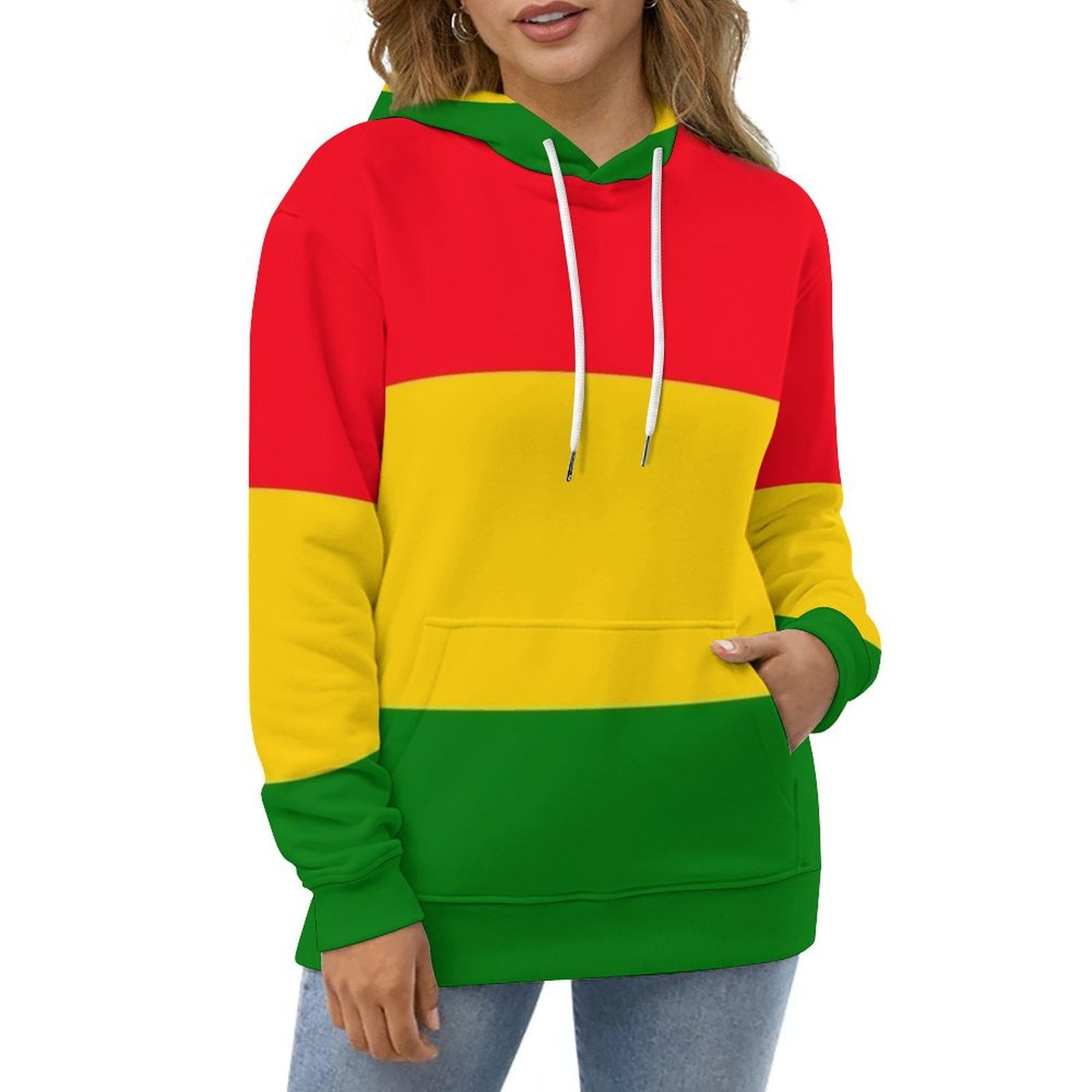 Flag Of Guinea Oversized Hoodies For Woman Pullover With Pocket ...