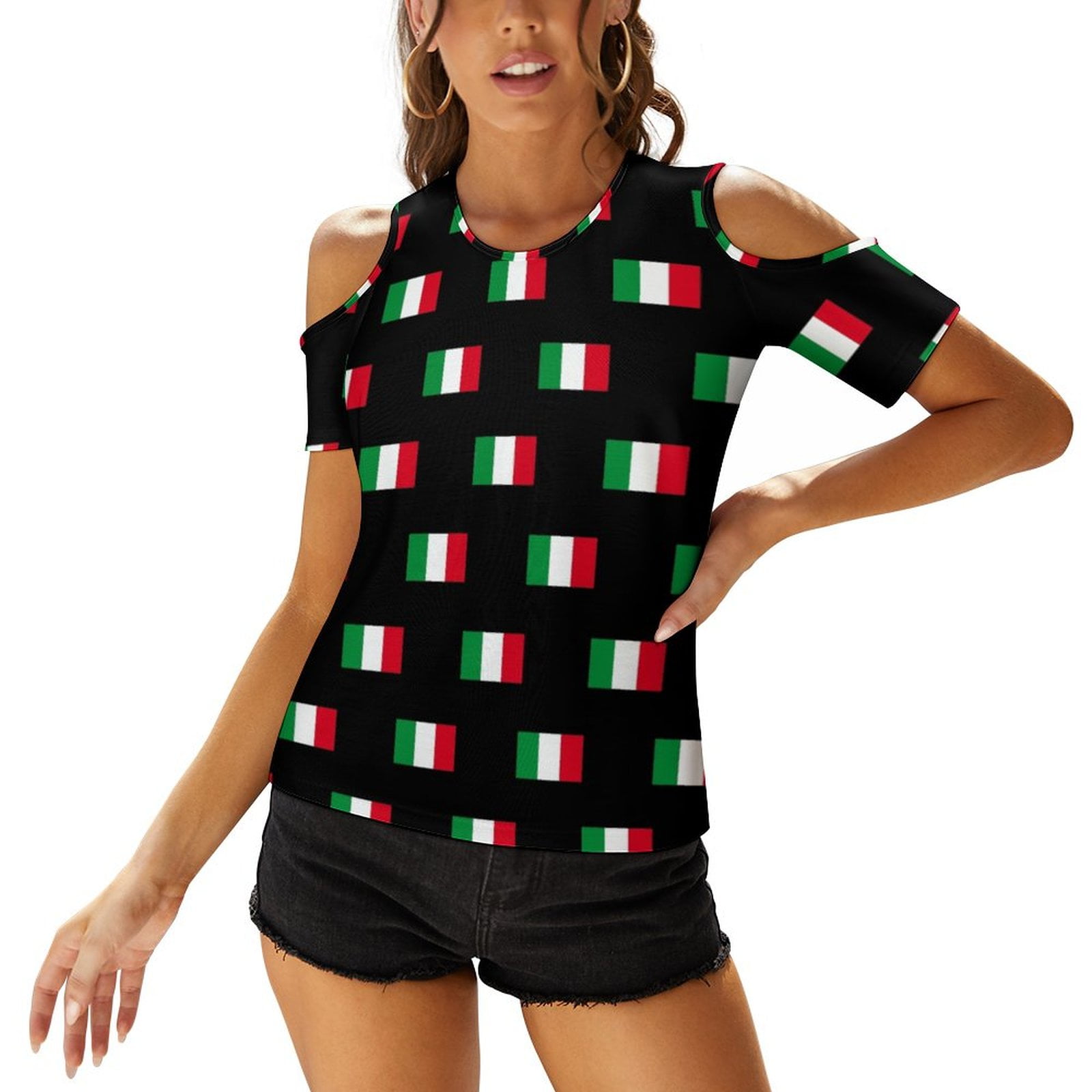 Flag Of Italy Bandiera Di Italia Black Bg Women Zipper Printed Vintage ...