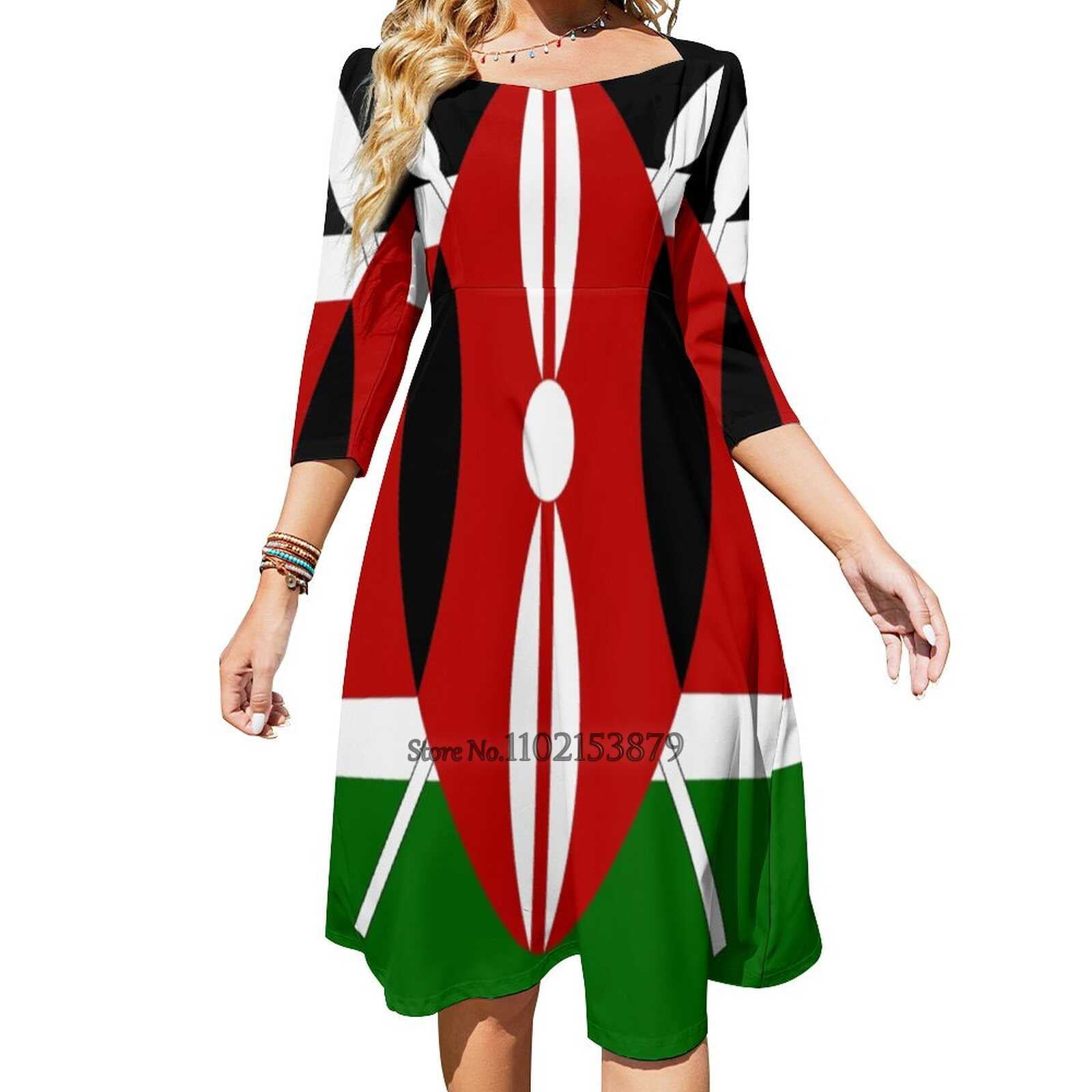 Flag Of Kenya Back Lacing Backless Dress Square Neck Dress Fashion ...