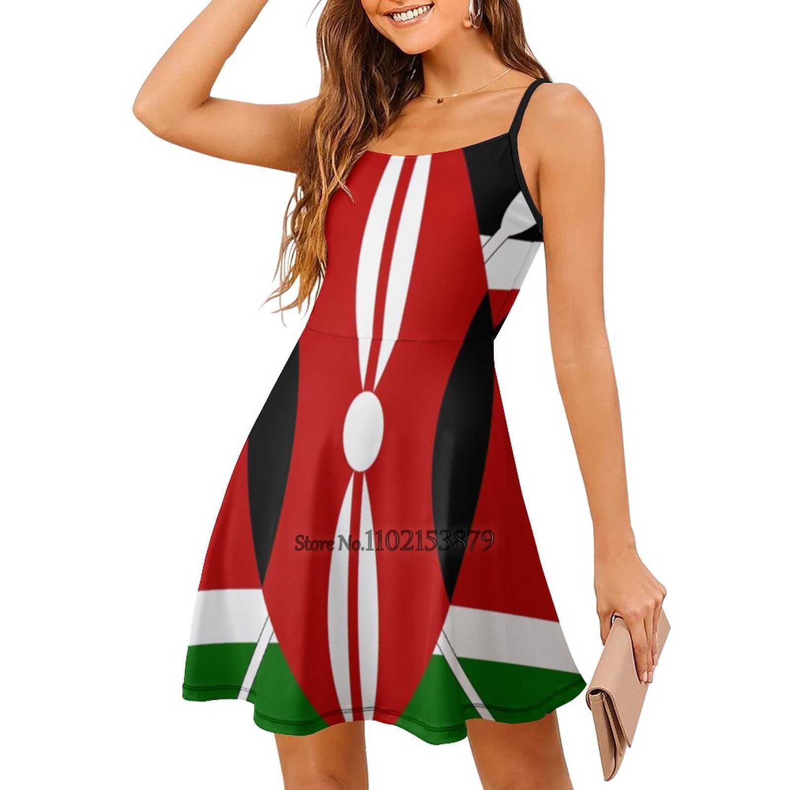 Flag Of Kenya Back Lacing Backless Dress Square Neck Dress Fashion ...