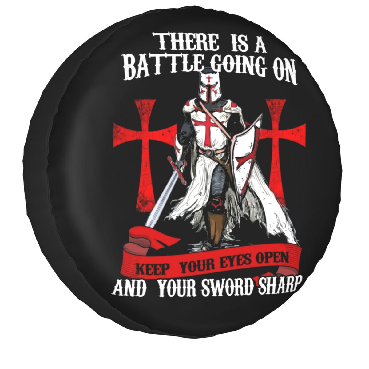 Flag Of Knights Templar Spare Tire Cover Medieval Crusades Cross SUV RV ...