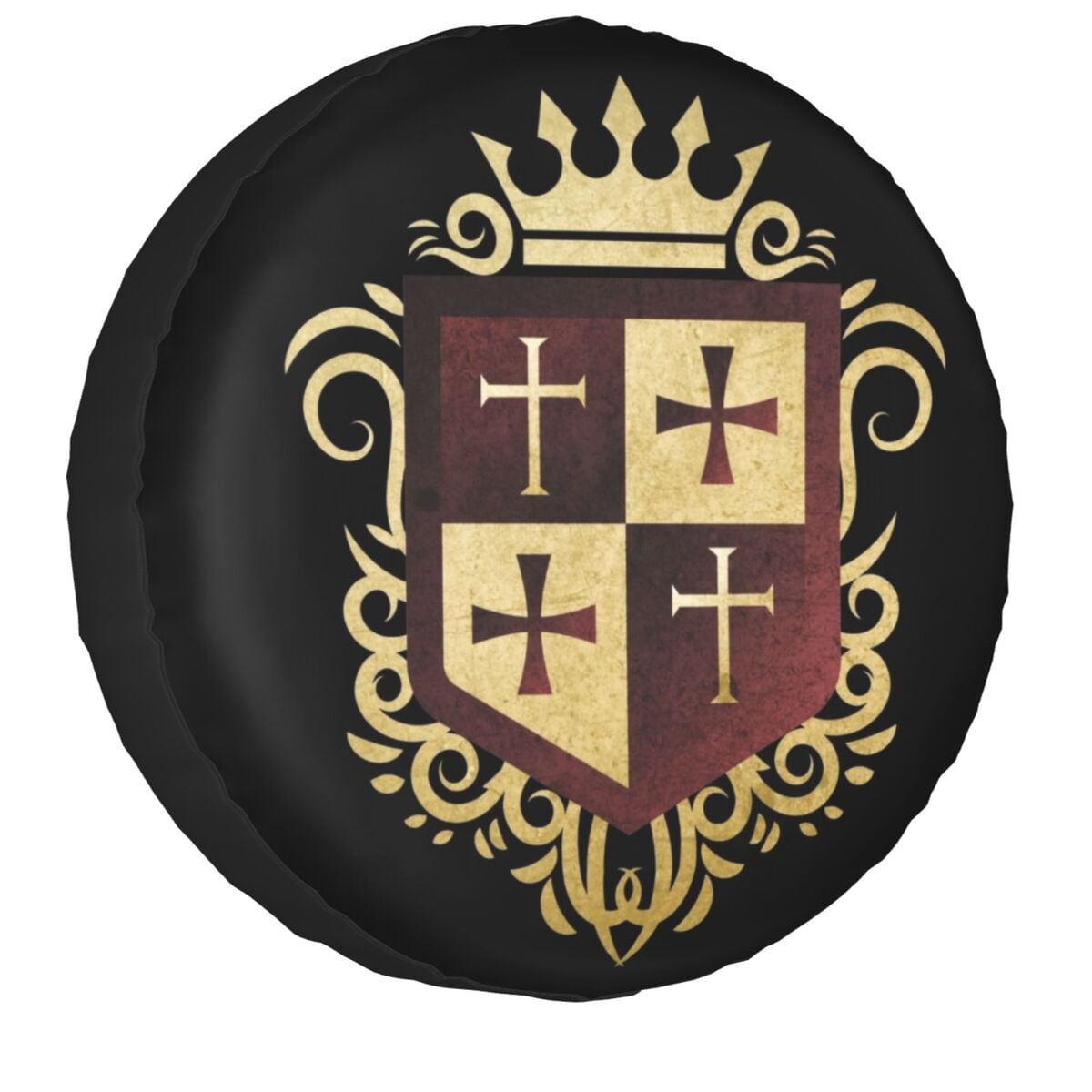 Flag Of Knights Templar Spare Tire Cover Medieval Crusades Cross SUV RV ...