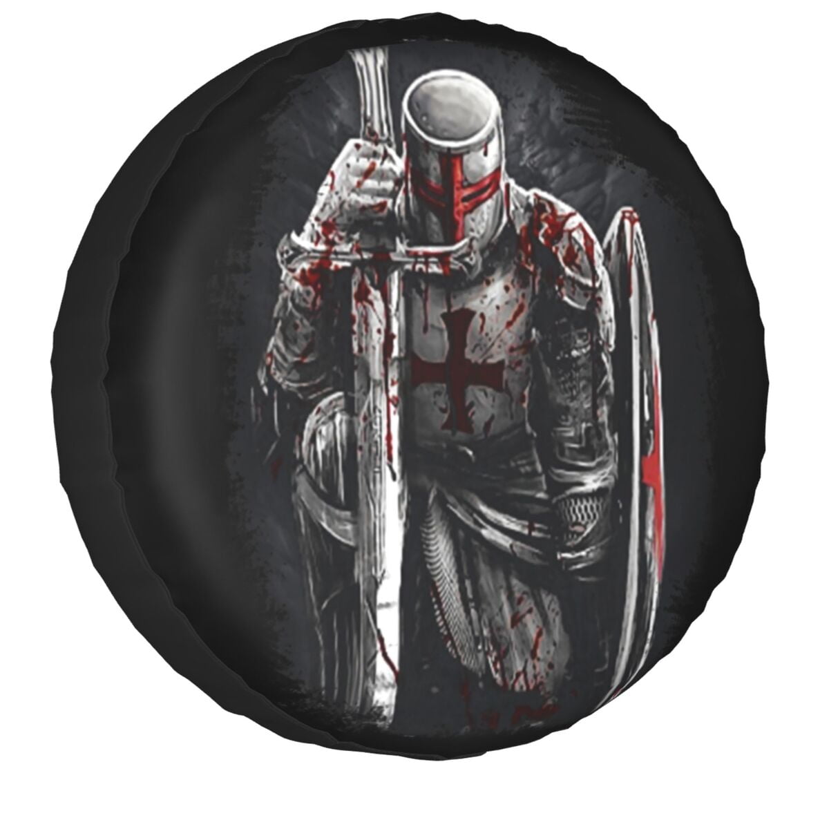 Flag Of Knights Templar Spare Tire Cover Medieval Crusades Cross SUV RV ...