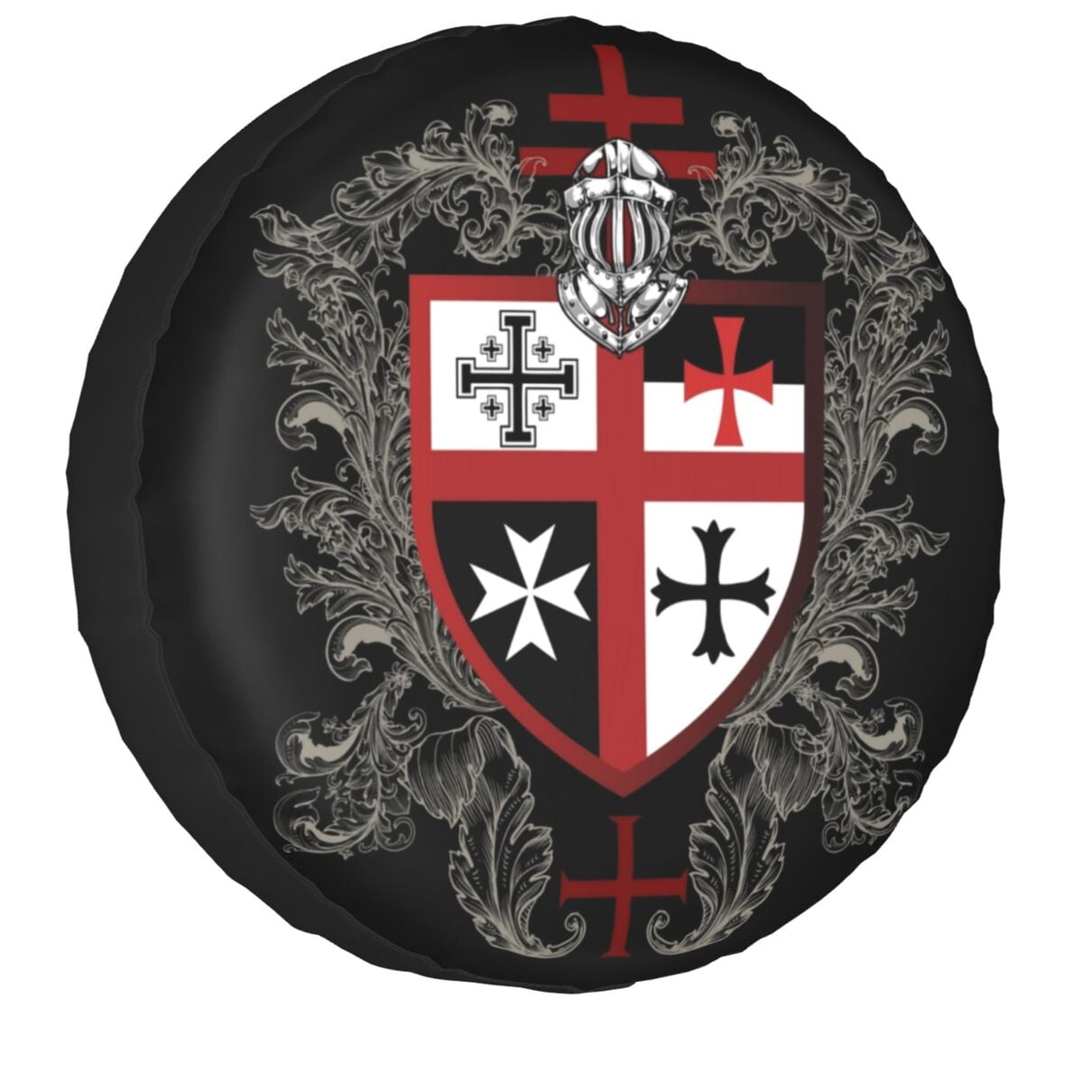 Flag Of Knights Templar Spare Tire Cover Medieval Crusades Cross SUV RV ...