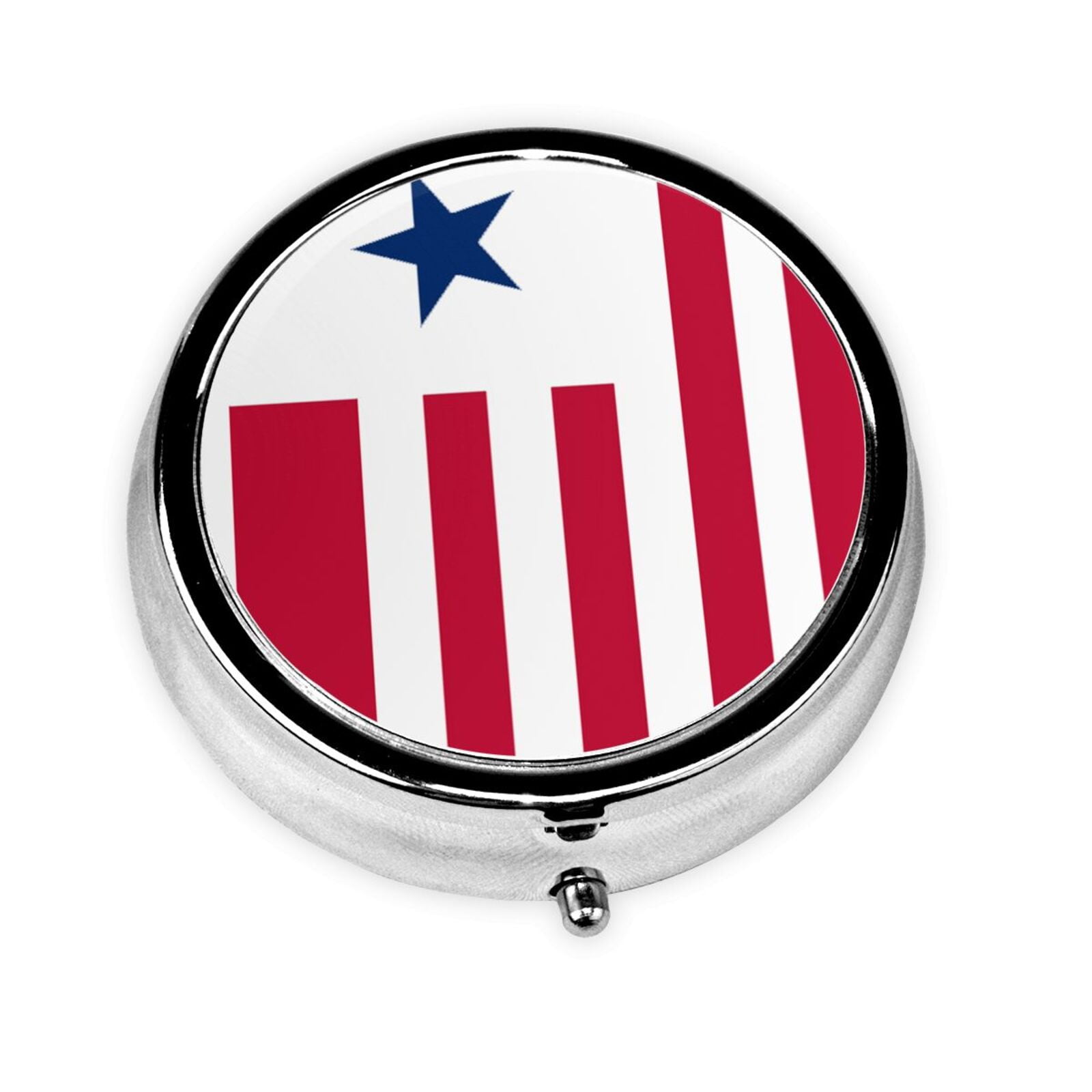 Flag Of Liberian Round Pill Box Small Pill Case For Purse Pocket ...