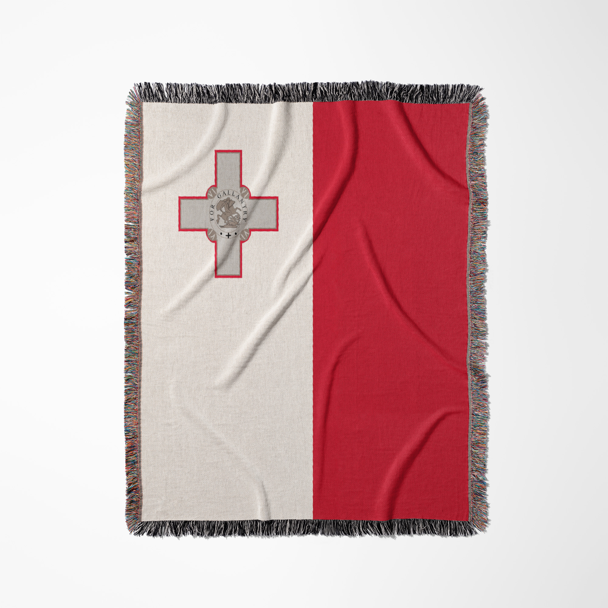 Flag Of Malta - Maltese White And Red With Silver George Cross ...