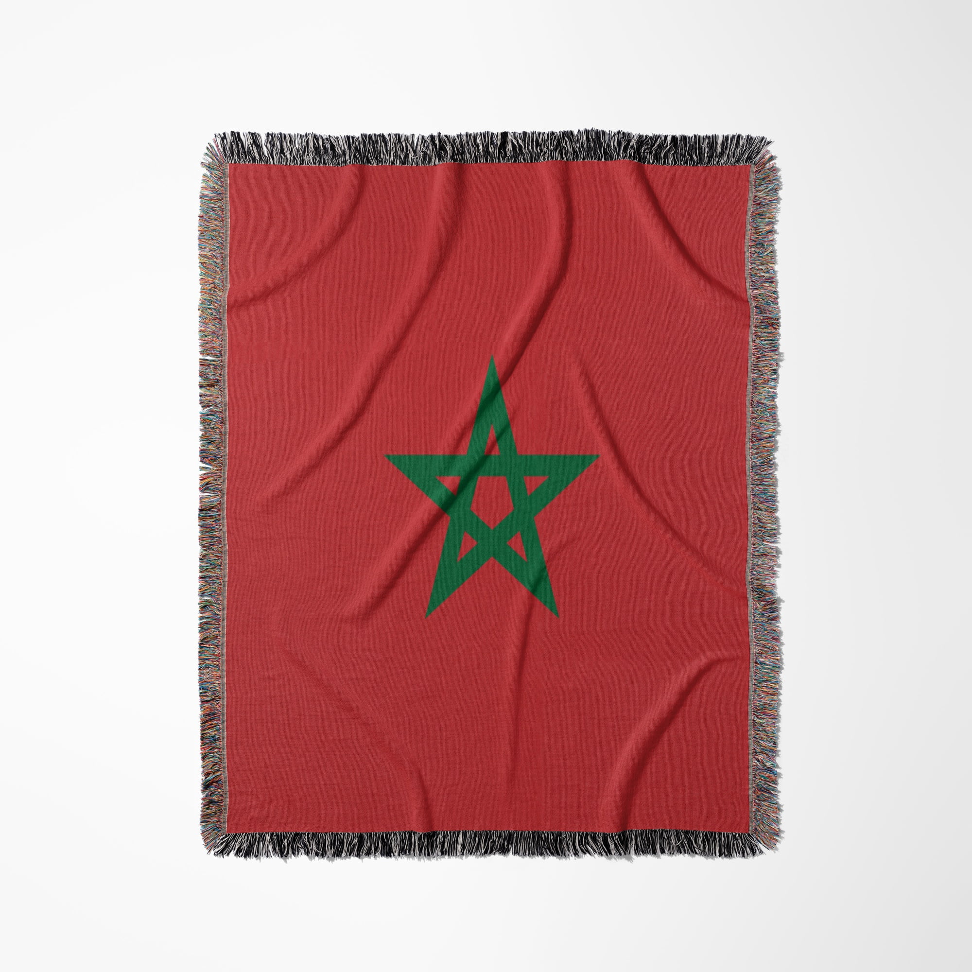 Flag Of Morocco - Moroccan Red With Green Pentagram Star Seal Ensign ...