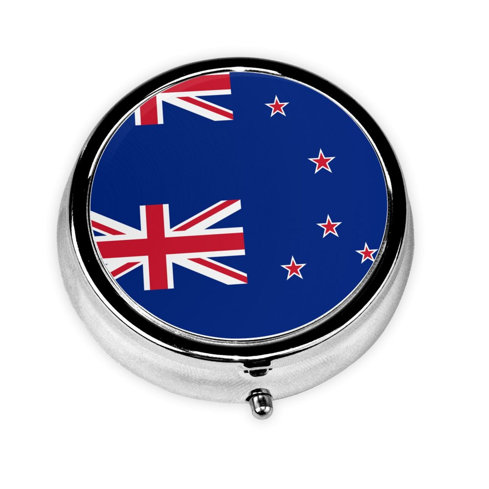 Flag Of New-Zealand Round Portable Pill Box Organizer Vitamin ...